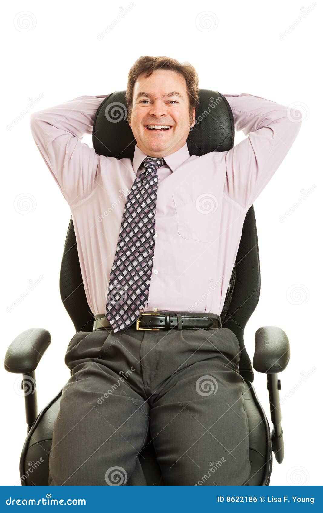 Happy Executive in Ergonomic Chair Stock Photo - Image of isolated ...