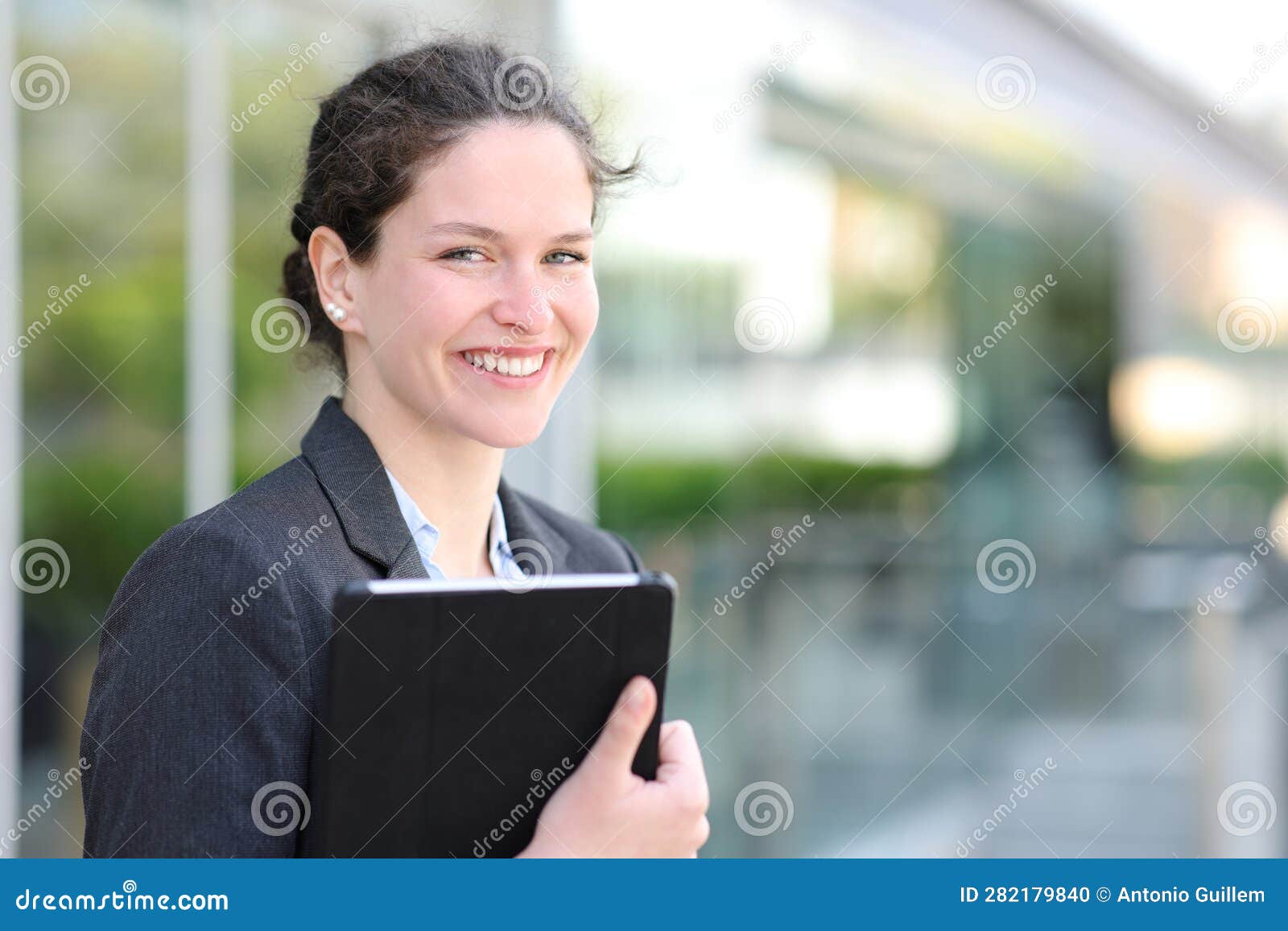 Happy Executive Looks at Camera in the Street Stock Photo - Image of ...