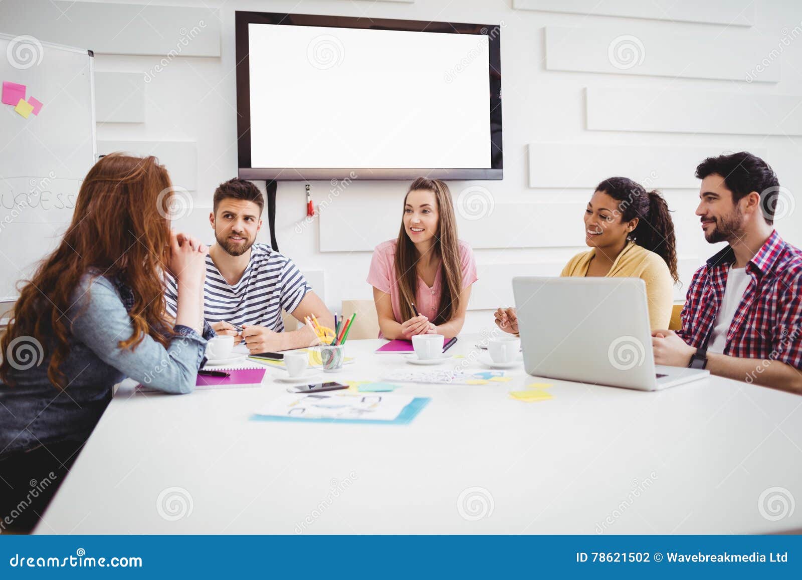 Happy Executives during Meeting in Creative Office Stock Photo - Image ...
