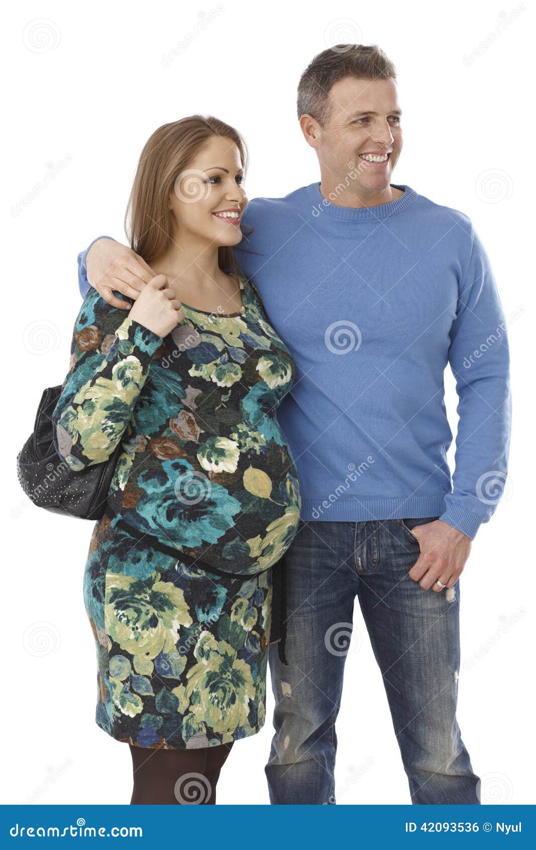 Happy Expectant Couple Embracing Stock Photo - Image of cheerful ...
