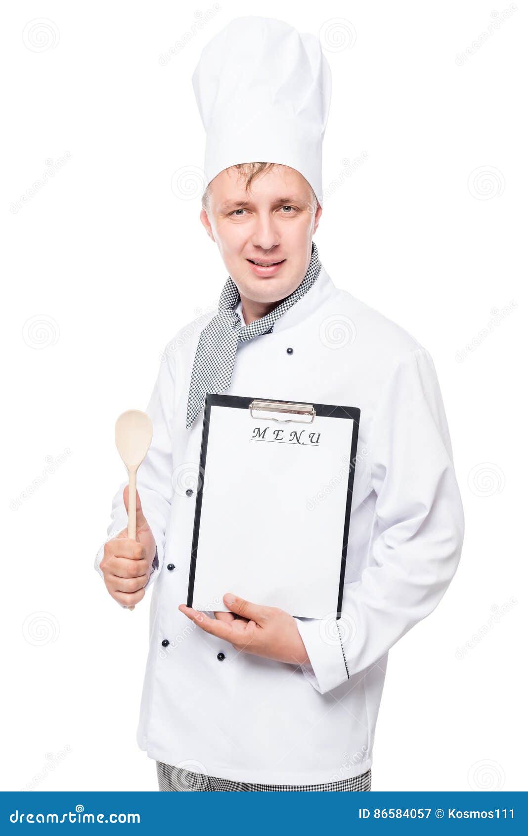 Happy an Experienced Chef with a Blank Form for Recording Menu Stock ...