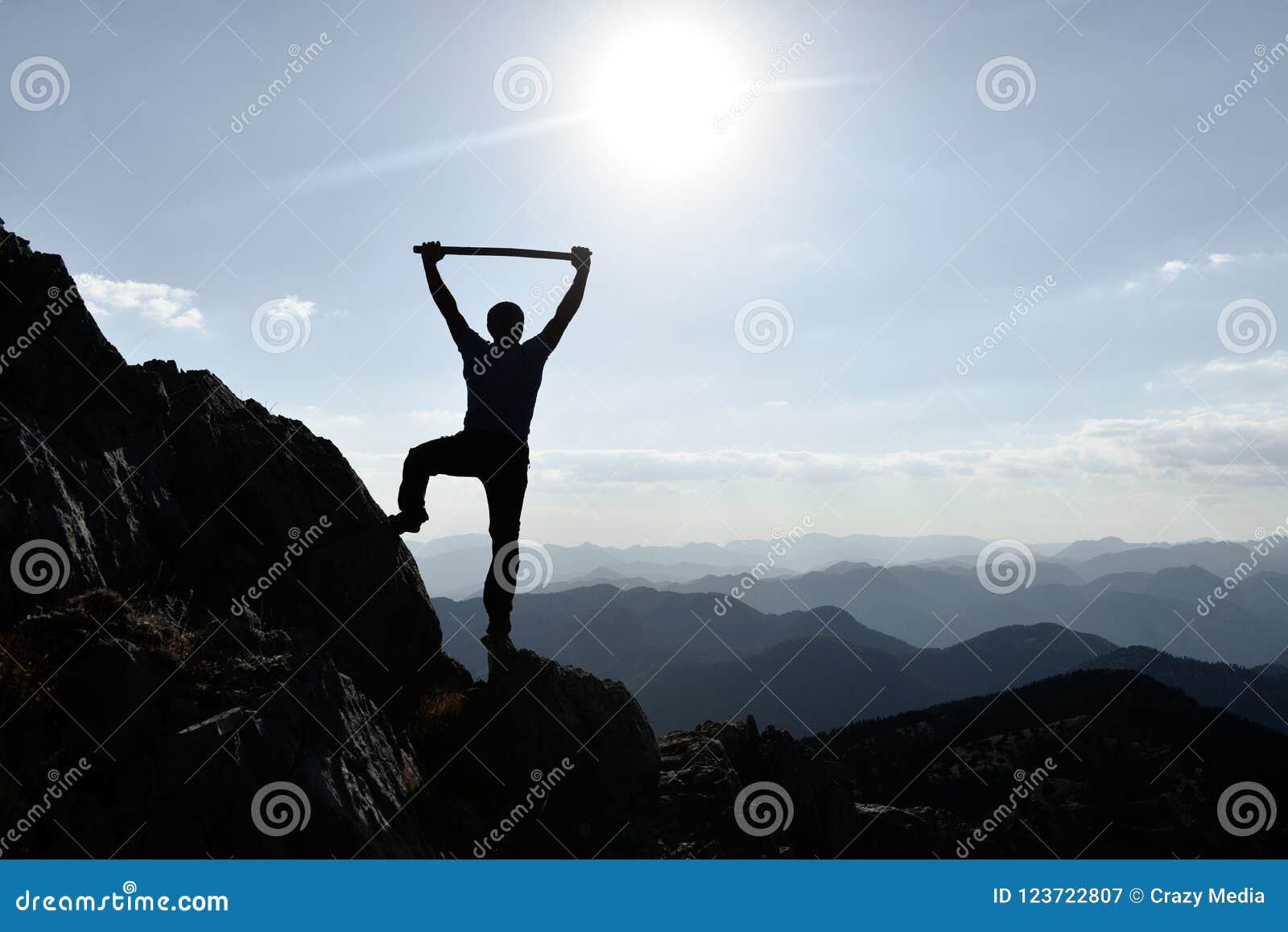 Happy explorer on mountain stock image. Image of hiking - 123722807