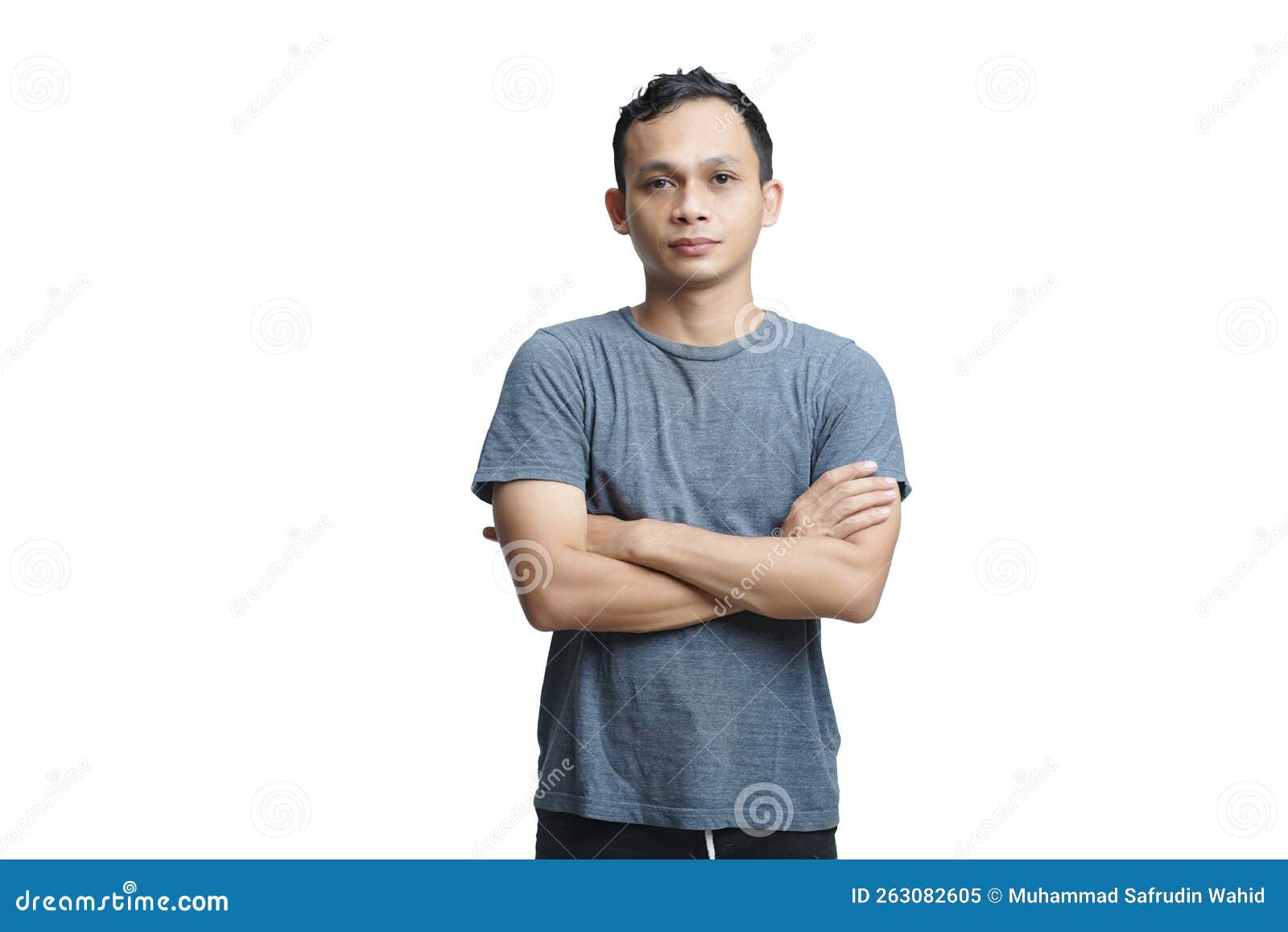 Happy Expression of Asian Man with Crossed Arm. Isolated on Studio ...