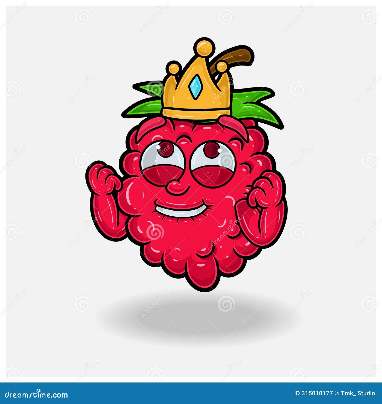 Happy Expression with Raspberry Fruit Crown Mascot Character Cartoon ...