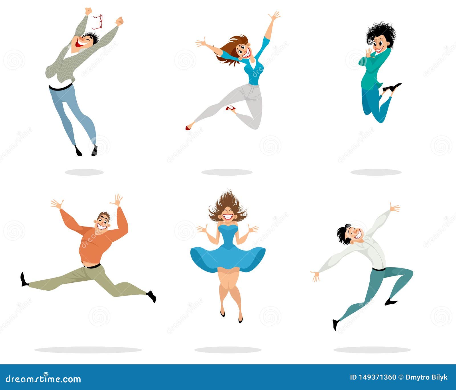 Happy and Expressive People Stock Vector - Illustration of dance, happy ...