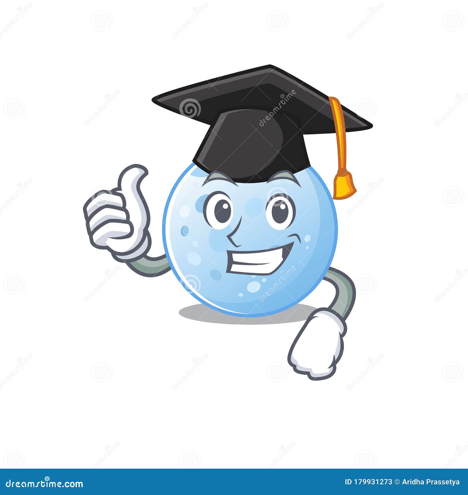 Happy Face of Blue Moon in Black Graduation Hat for the Ceremony Stock ...