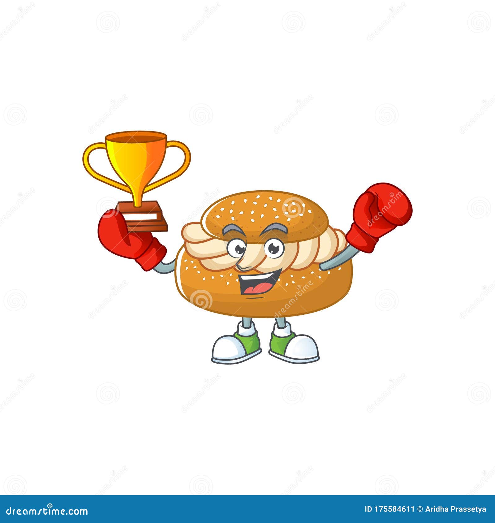 Happy Face of Boxing Winner Semla in Mascot Design Style Stock Vector ...
