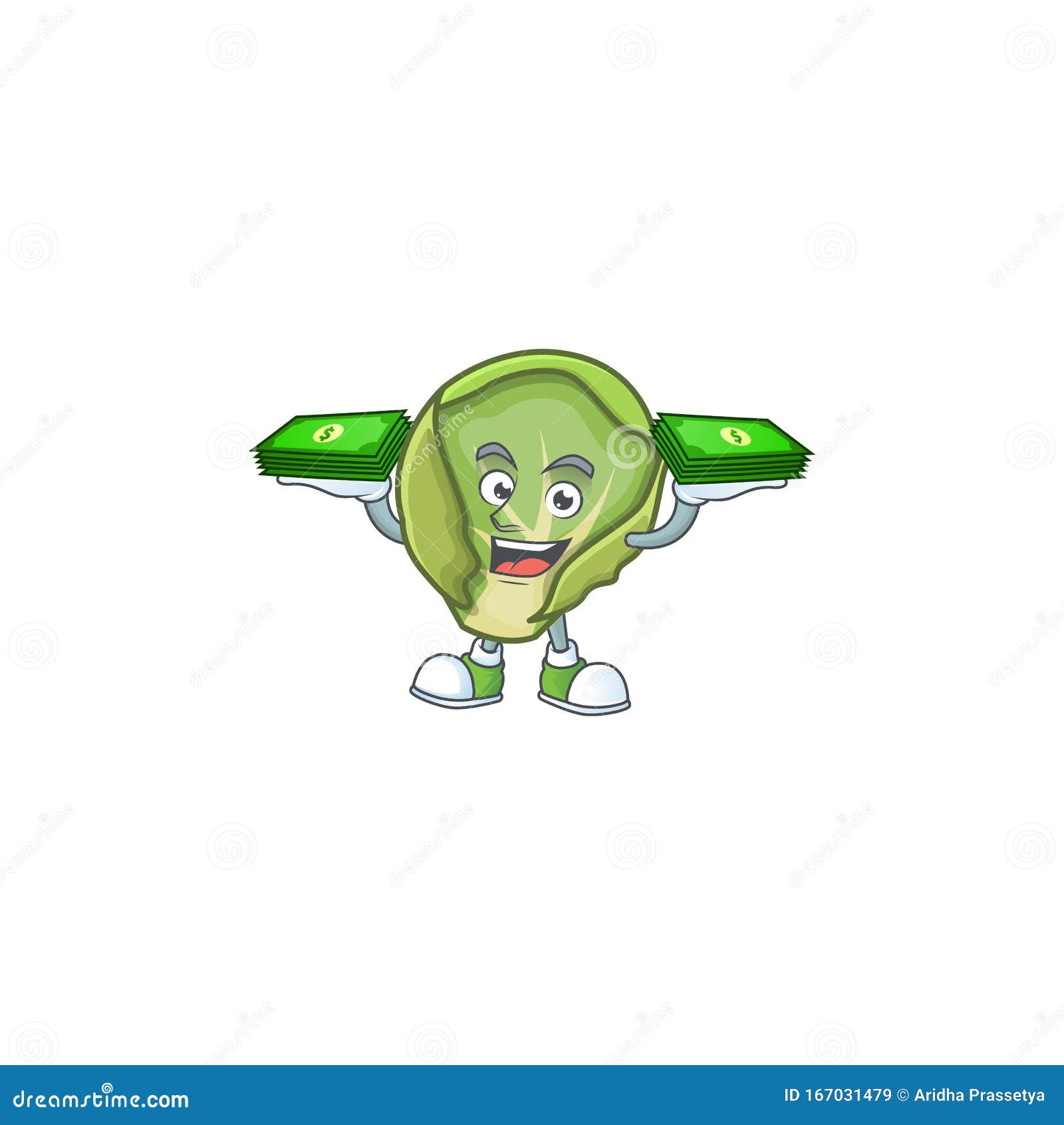 Happy Brussels Sprout Cartoon Character Laughing With Joyfully Raised ...