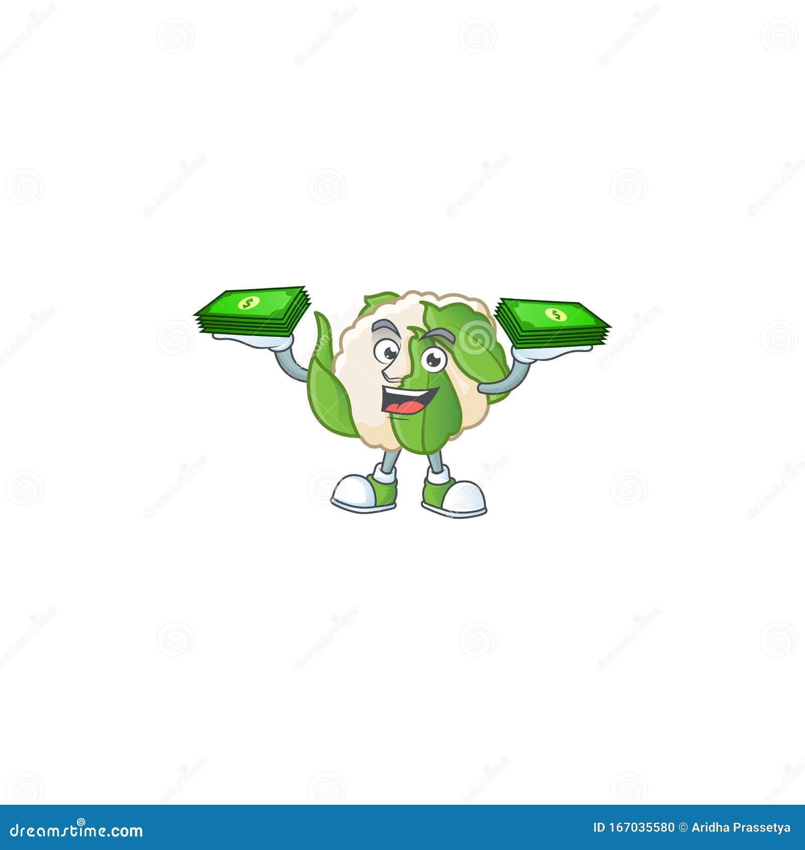 Happy Cauliflower Cartoon Character Laughing With Joyfully Raised Arms ...