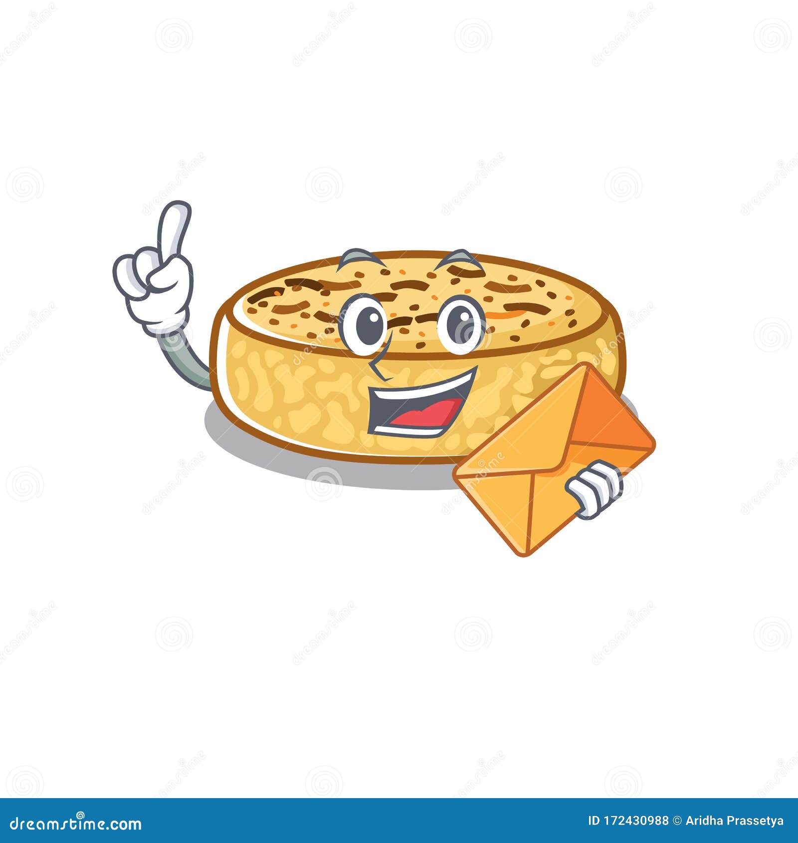 Happy Face Crumpets Mascot Design with Envelope Stock Vector ...