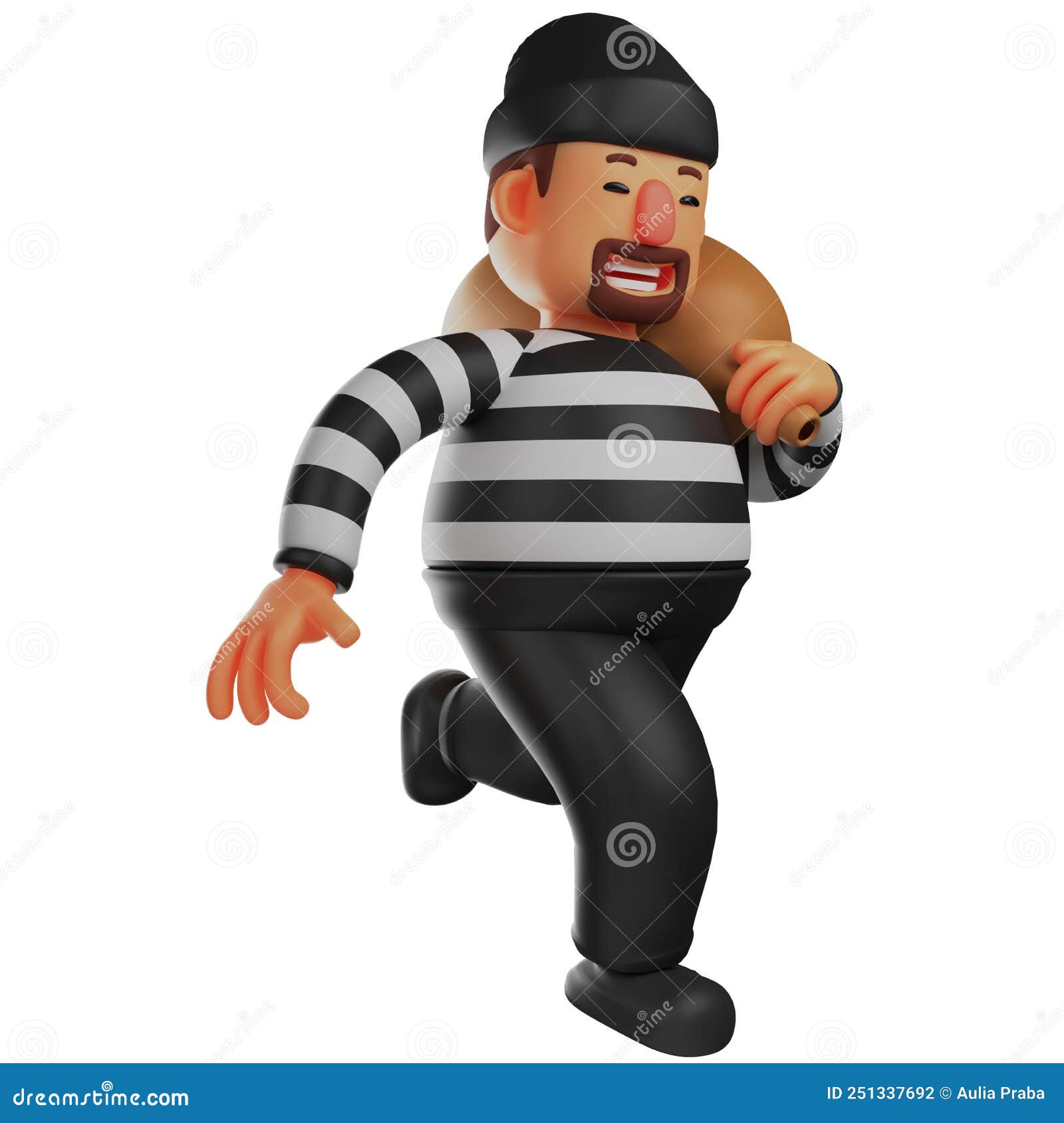 The Thief Is Happy Carrying A Sack Of Fish In The Sack, Doodle Icon ...