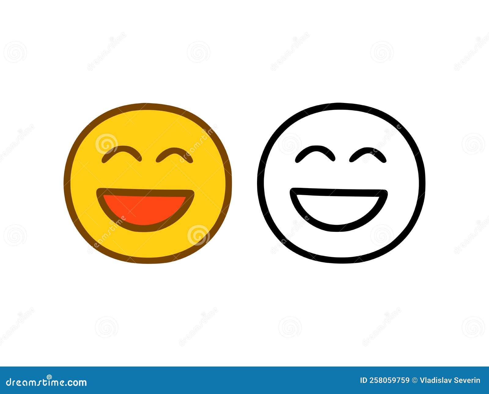 Happy Face Emoticon in Doodle Style Stock Illustration - Illustration ...