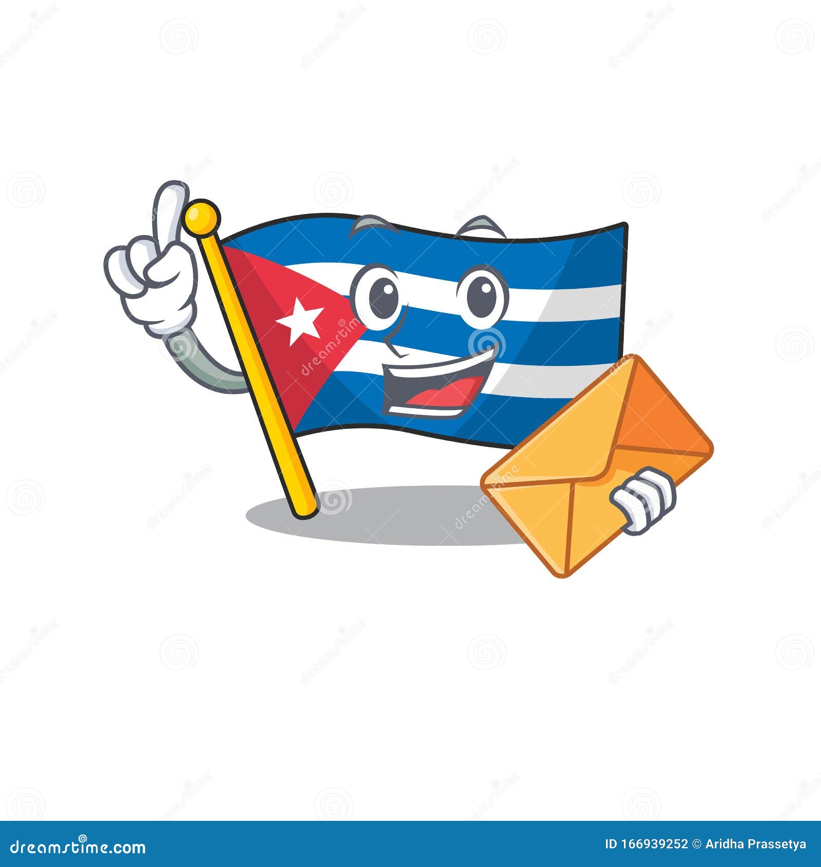 Happy Face Flag Cuba Scroll Mascot Design with Envelope Stock Vector ...