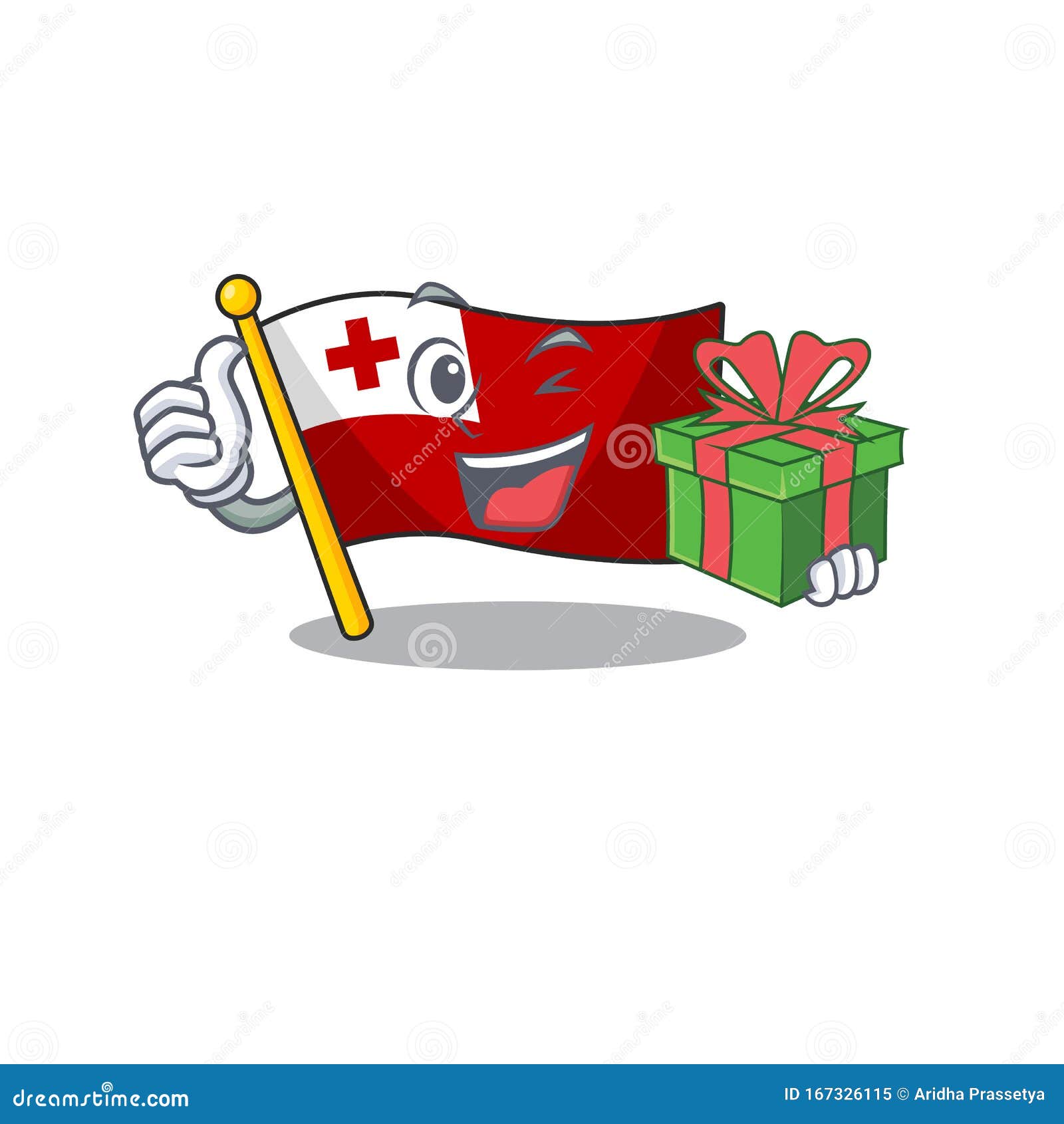 Happy Face Flag Tonga Scroll Character with Gift Box Stock Vector ...