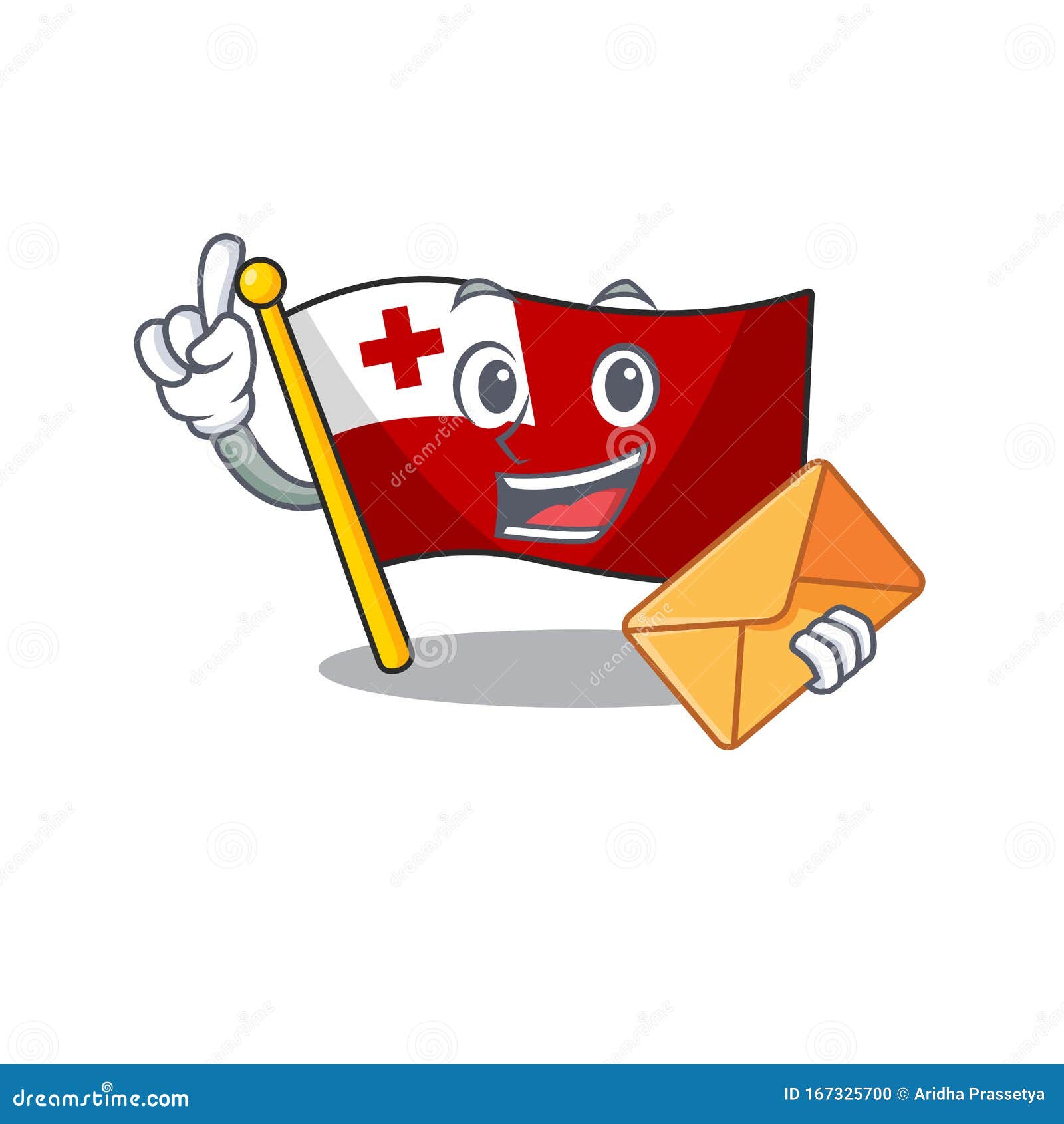 Happy Face Flag Tonga Scroll Mascot Design with Envelope Stock Vector ...