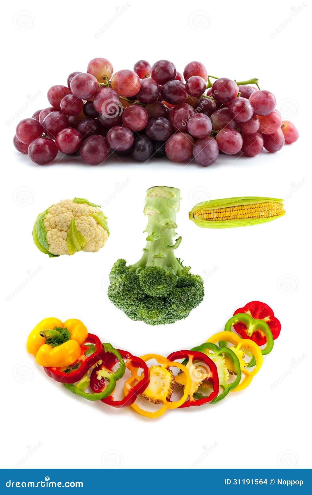 Happy Face of Fruit and Veggie Stock Photo - Image of pepper, sweet ...