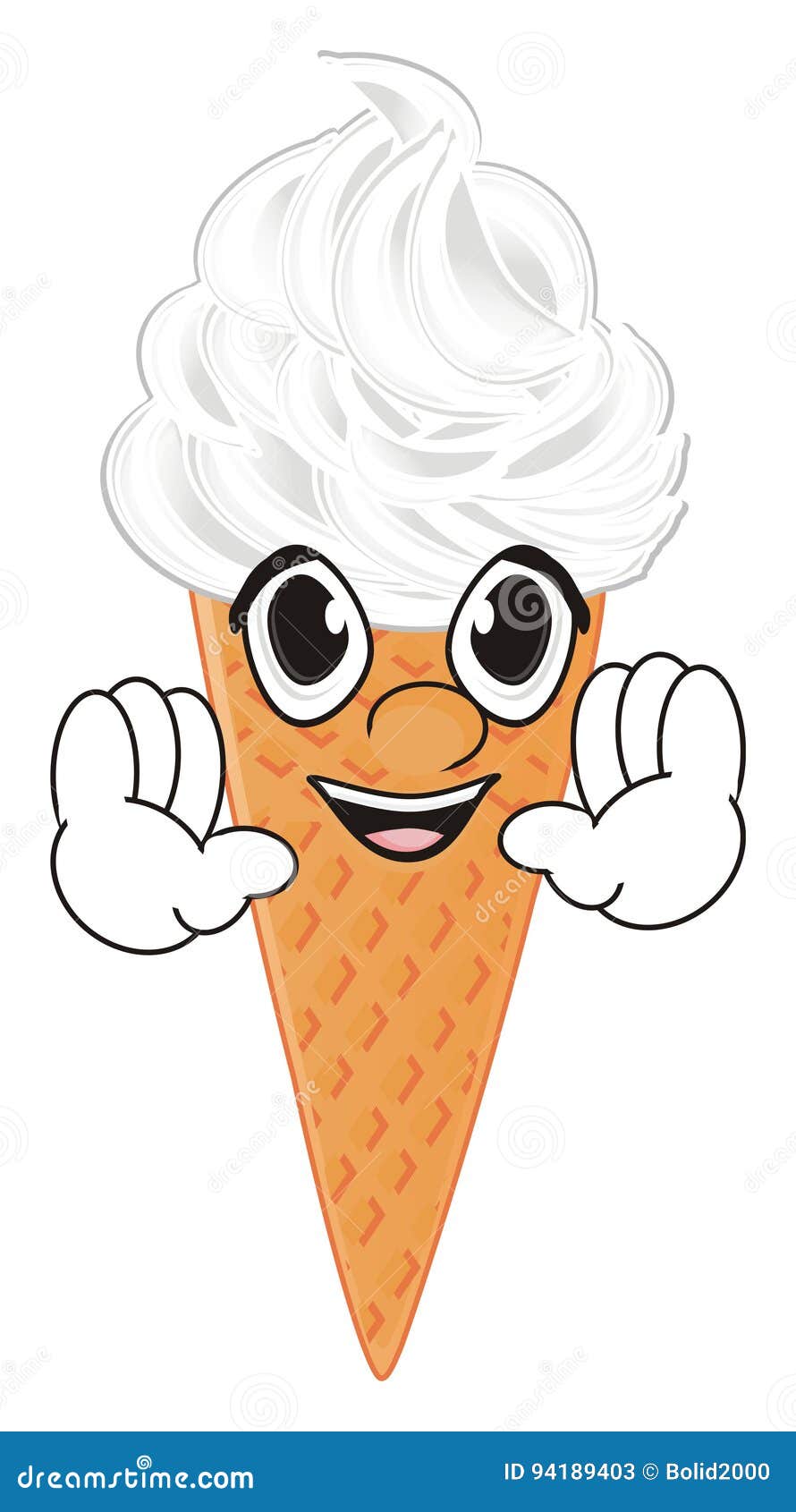 Happy face of ice cream stock illustration. Illustration of horn - 94189403