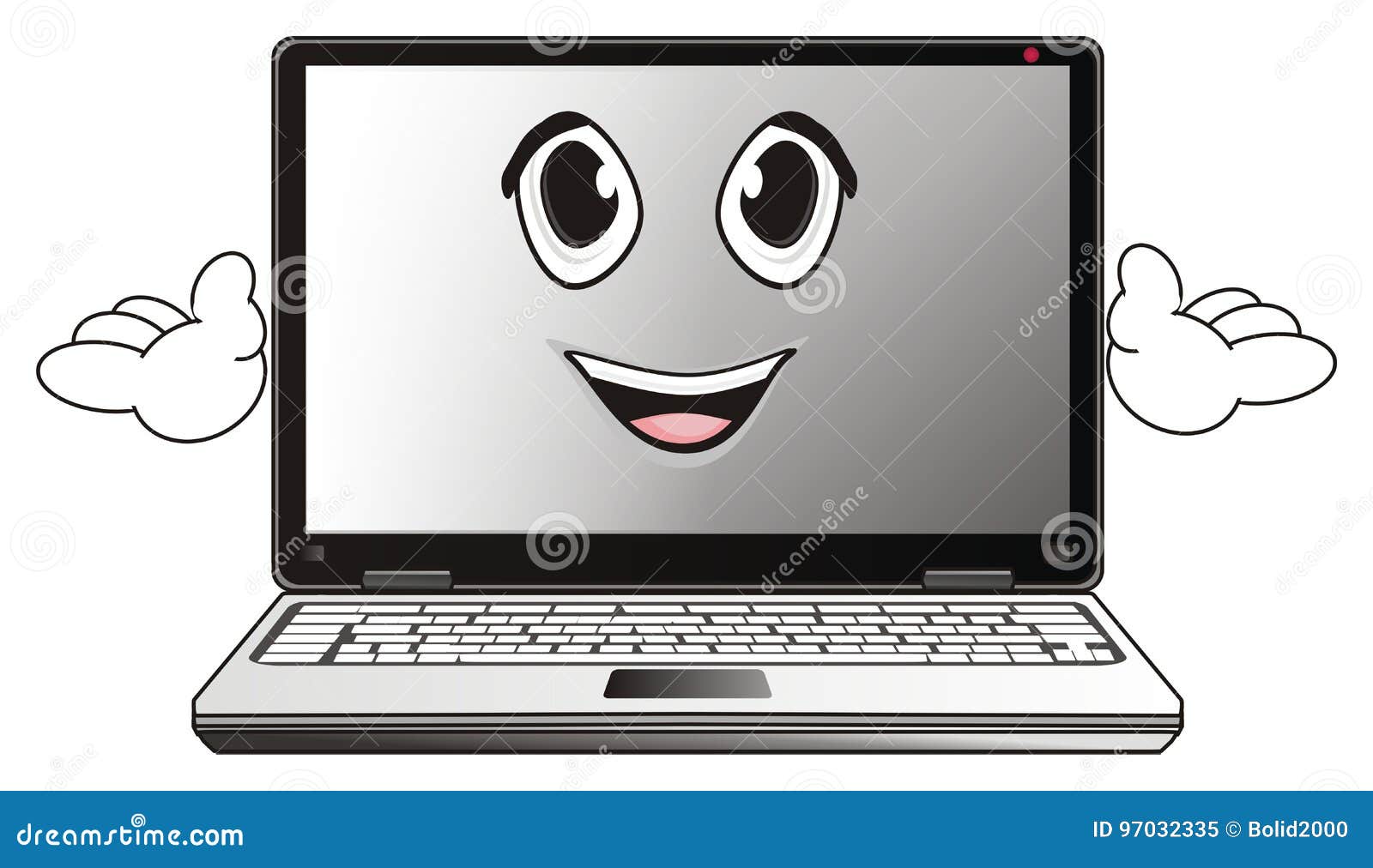 Happy face of laptop stock illustration. Illustration of communication ...