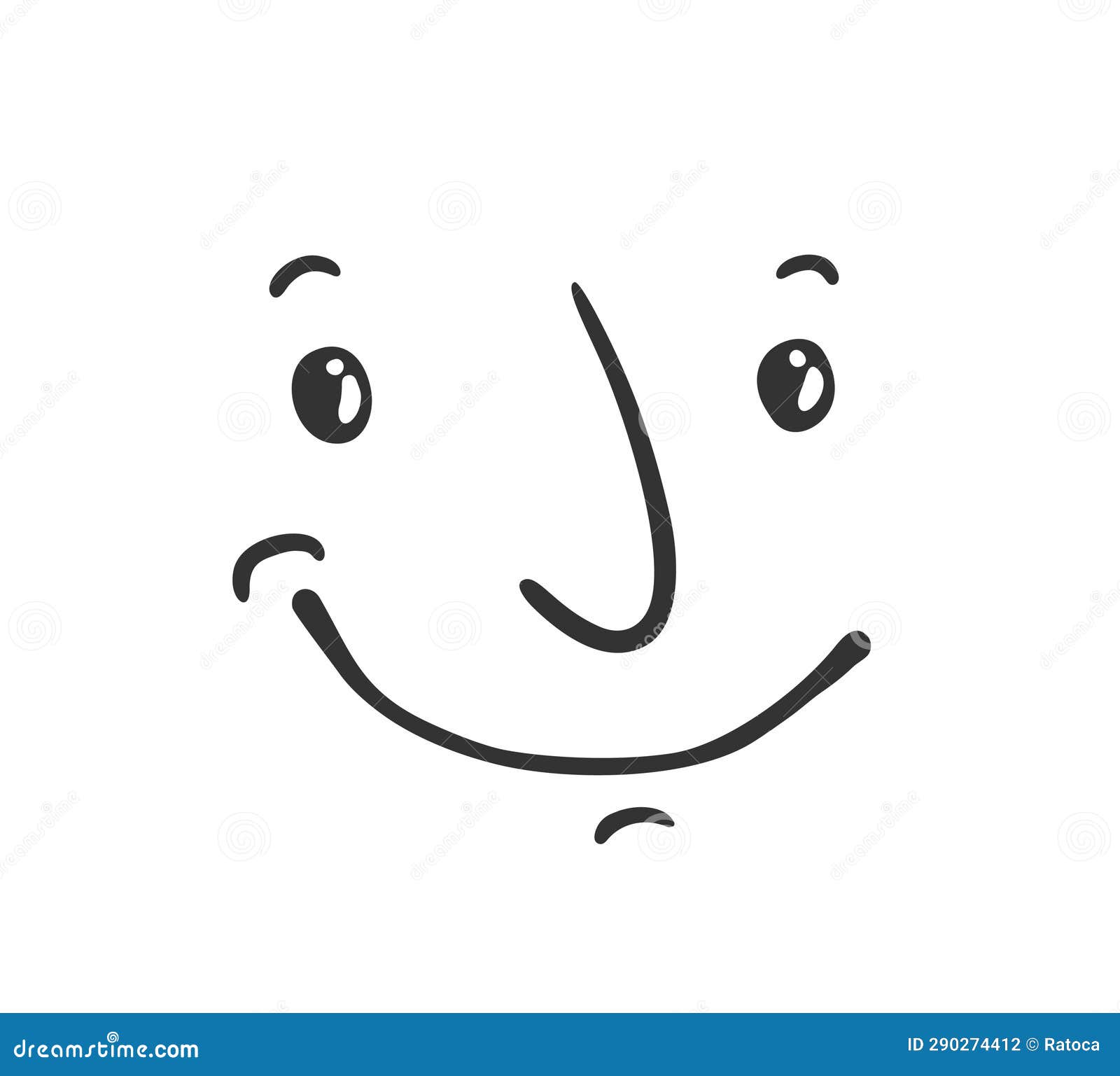 Happy face line draw stock illustration. Illustration of element ...