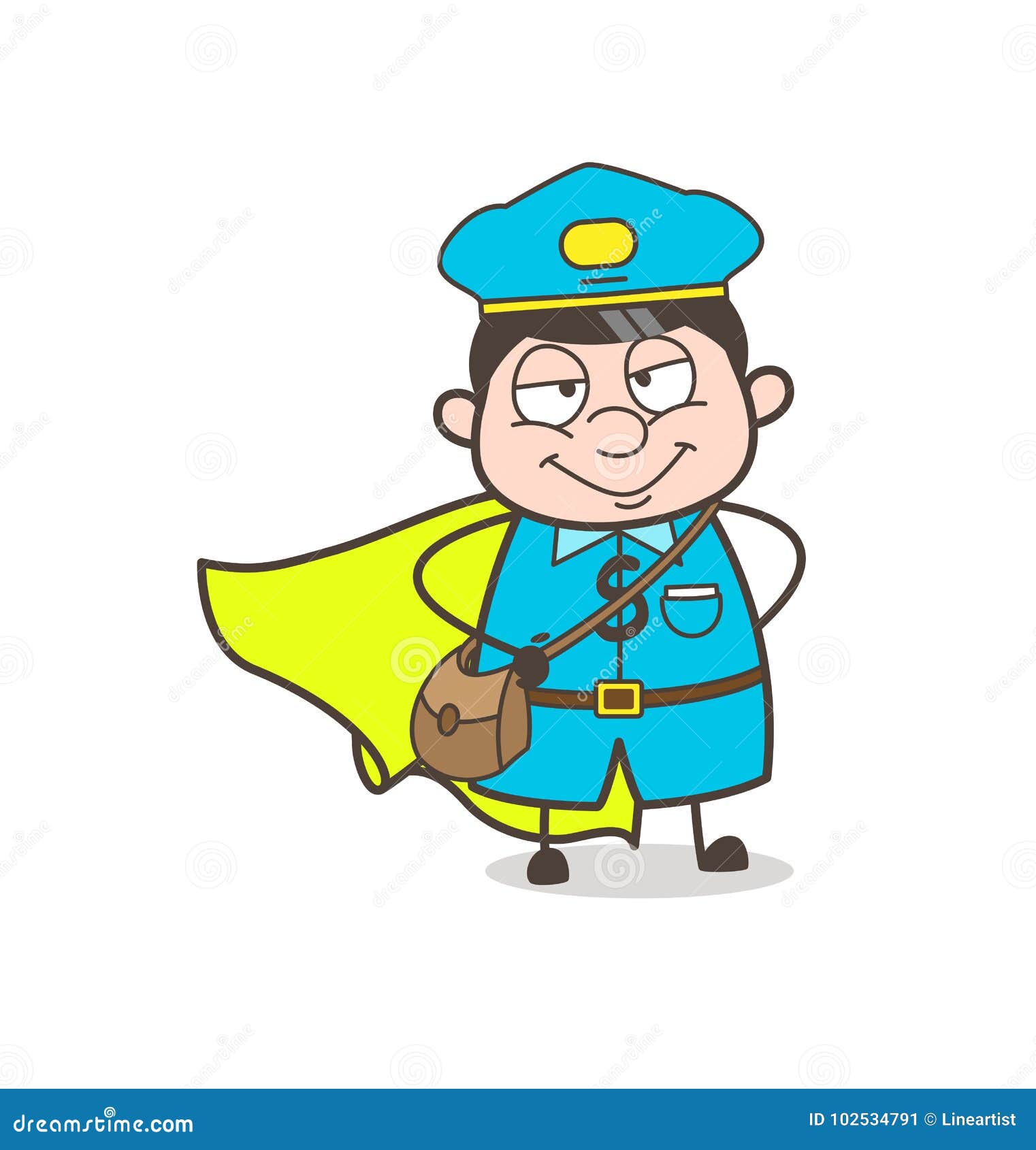 Happy Face Mailman Character Vector Stock Illustration - Illustration ...