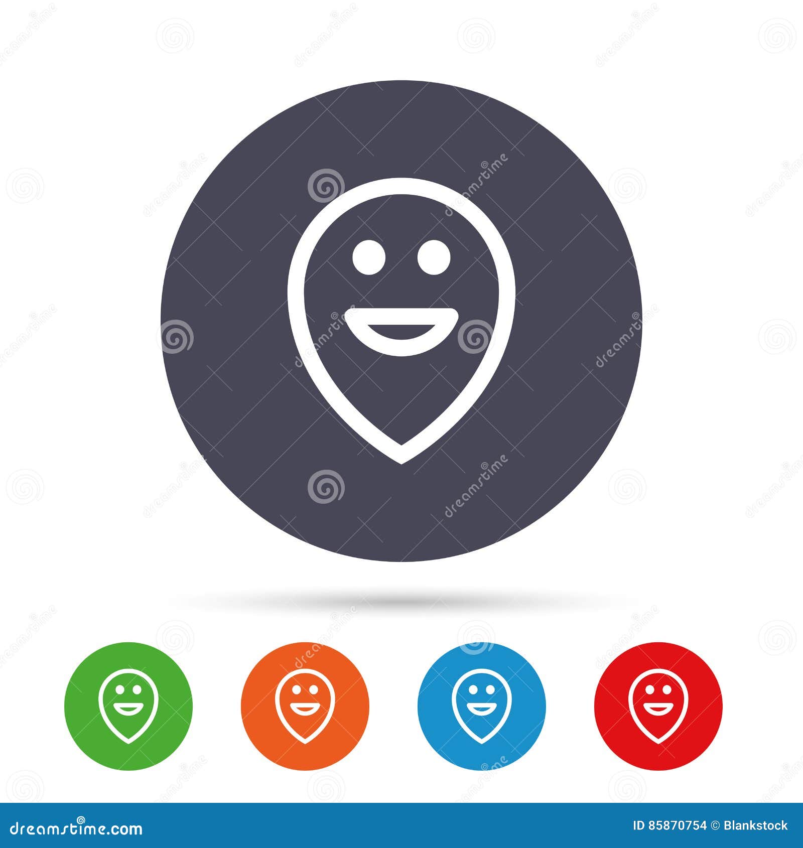 Happy Face Map Pointer Symbol. Smile Icon Stock Vector - Illustration ...