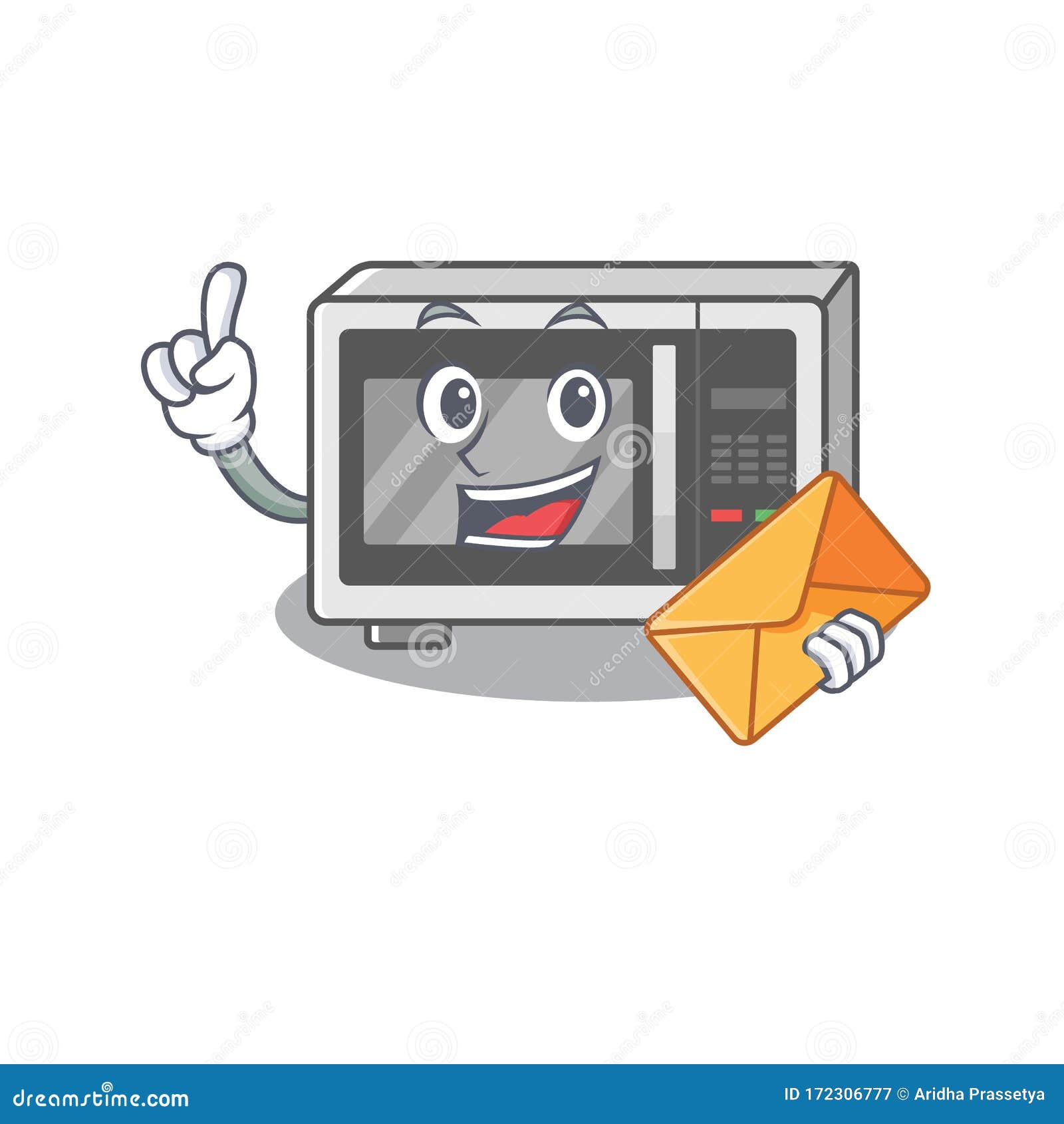 Happy Face Microwave Mascot Design with Envelope Stock Vector ...