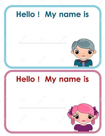 Name Tag for Kids stock vector. Illustration of blue - 147510099