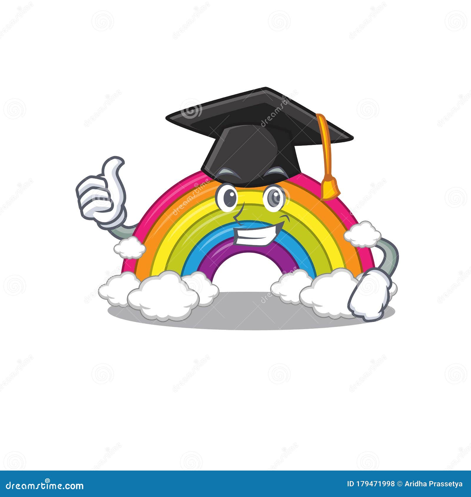 Happy Face of Rainbow in Black Graduation Hat for the Ceremony Stock ...