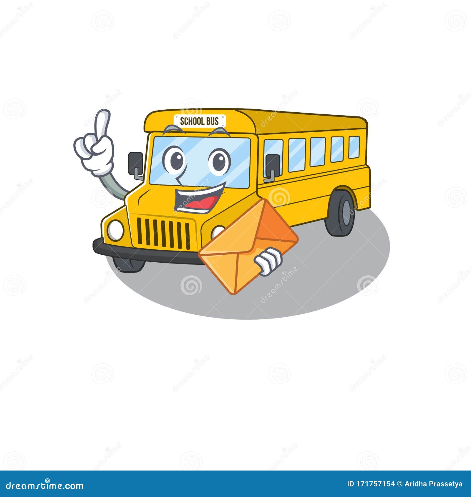 Happy Face School Bus Mascot Design with Envelope Stock Vector ...