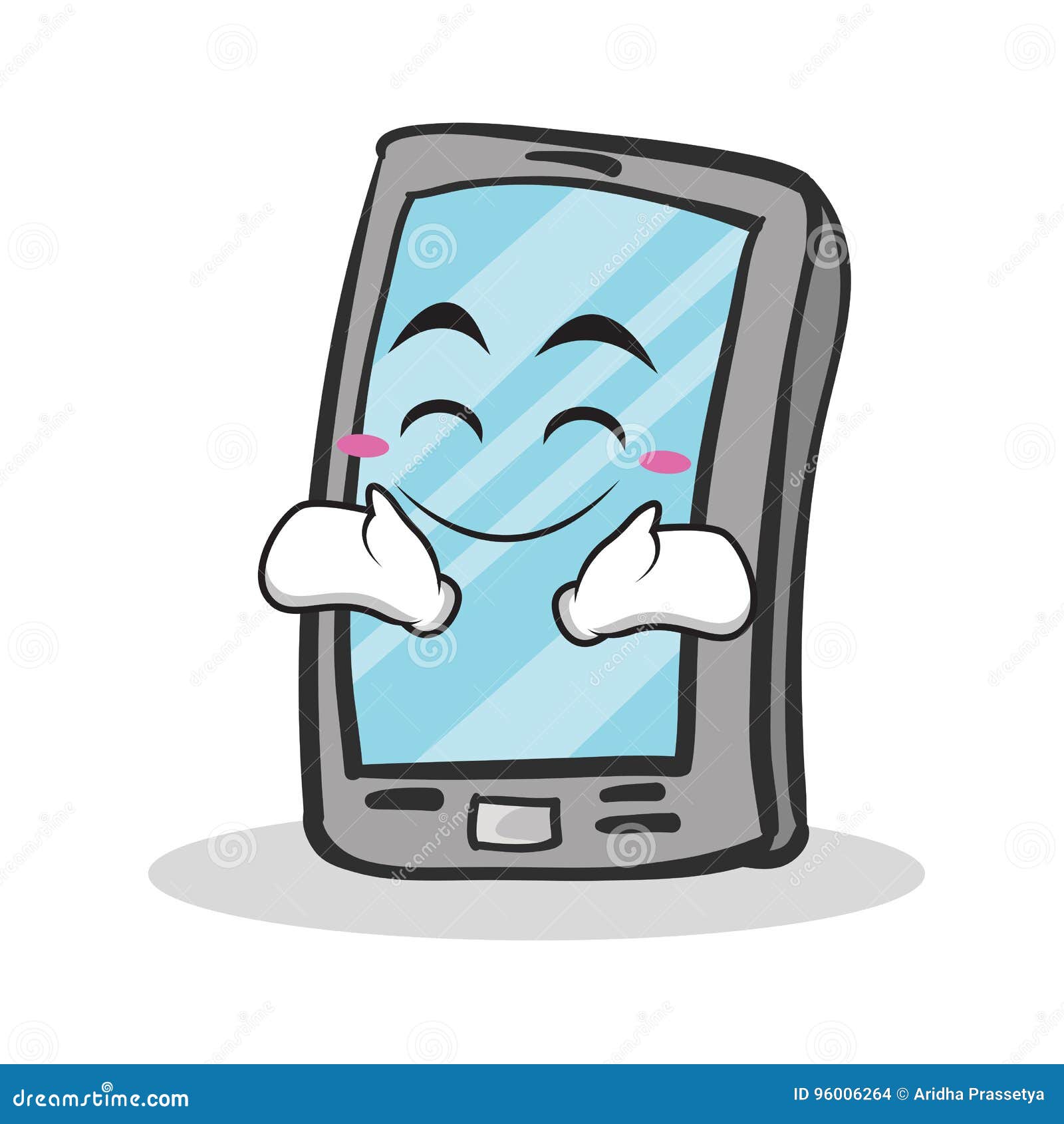 Happy Face Smartphone Cartoon Character Stock Vector - Illustration of ...