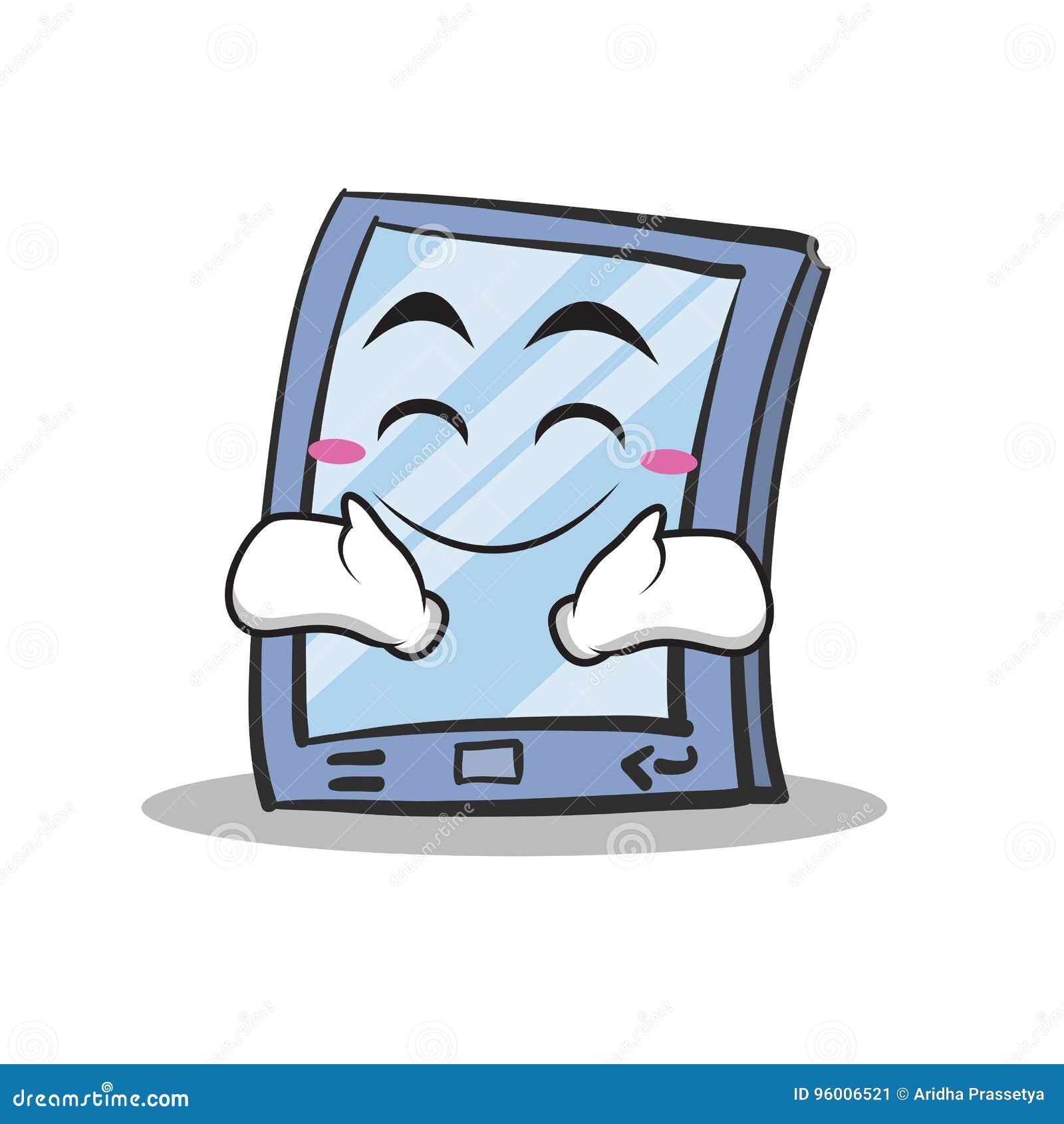 Happy Face Tablet Character Cartoon Style Stock Vector - Illustration ...