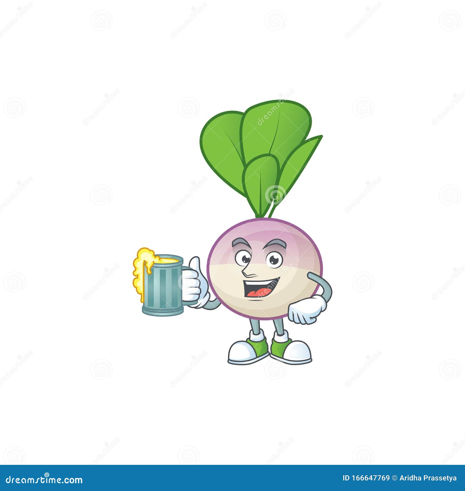 Happy Face Turnip with a Glass of Beer Stock Vector - Illustration of ...