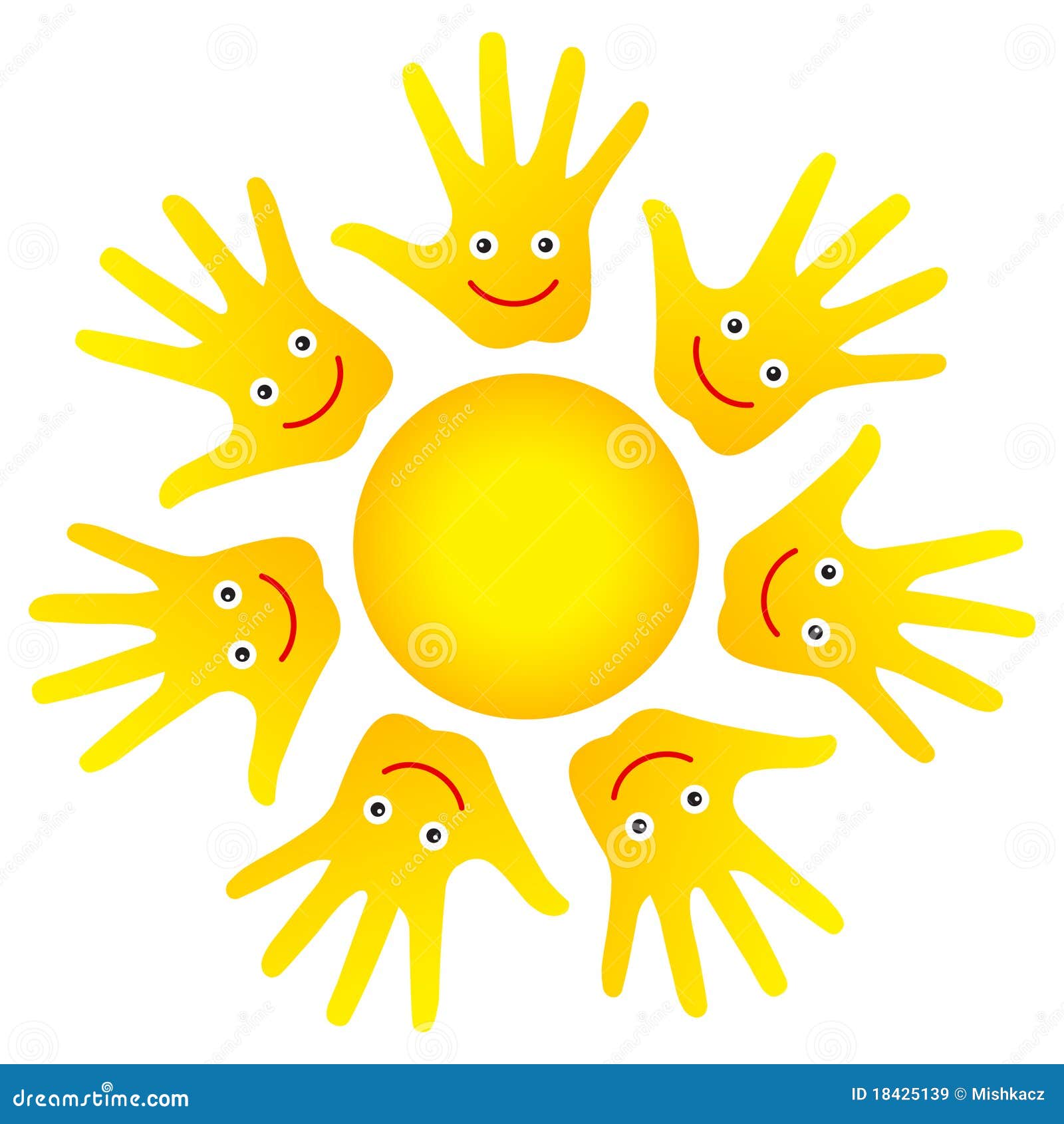 Happy faces hands sun stock vector. Illustration of hands - 18425139