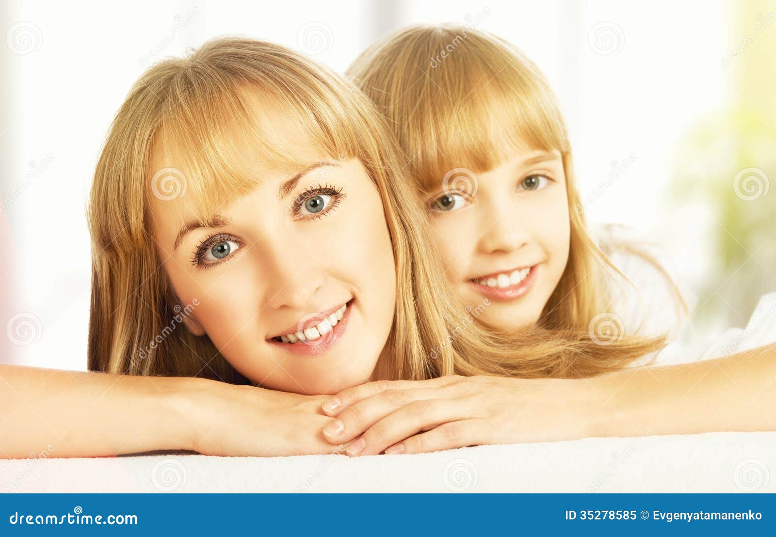 Happy Faces of the Mother and Daughter Stock Image - Image of child ...