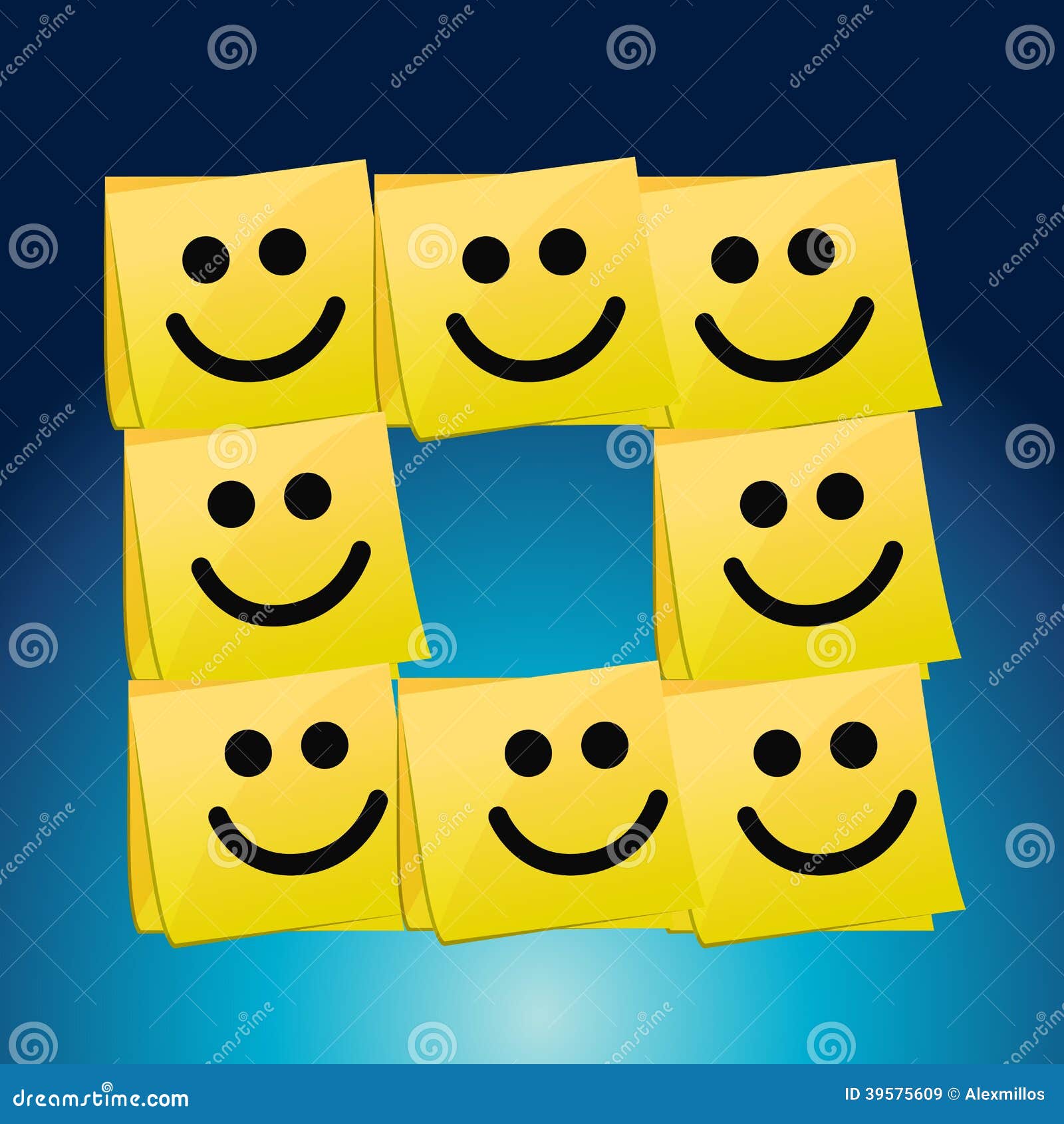 Happy Faces on a Set of Post it. Illustration Stock Image - Image of ...
