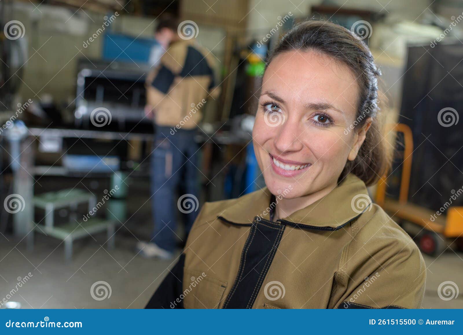 Happy Factory Employee Posing in Workshop Stock Photo - Image of ...