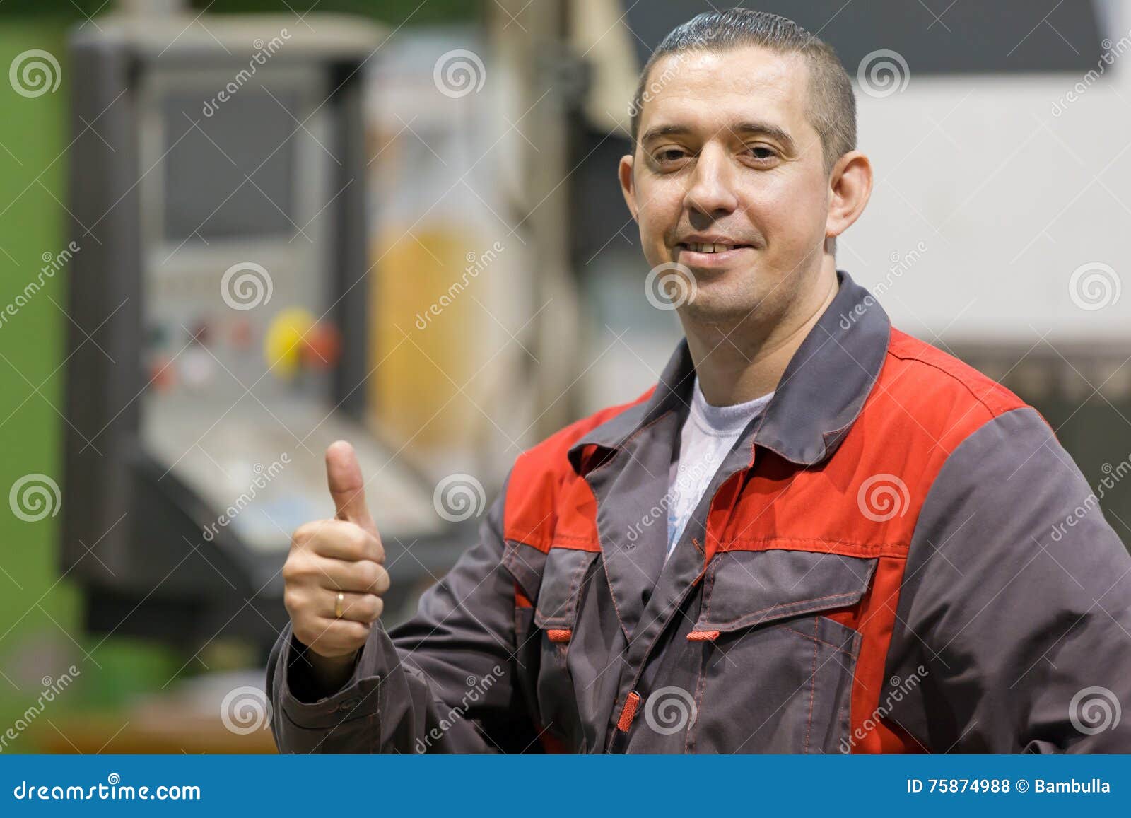 Happy Factory Worker Gesturing Ok Stock Photo - Image of construction ...