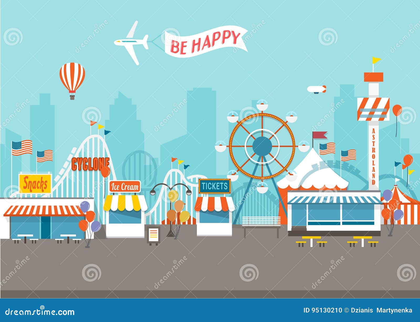 Happy Fair day stock vector. Illustration of happy, carousel - 95130210