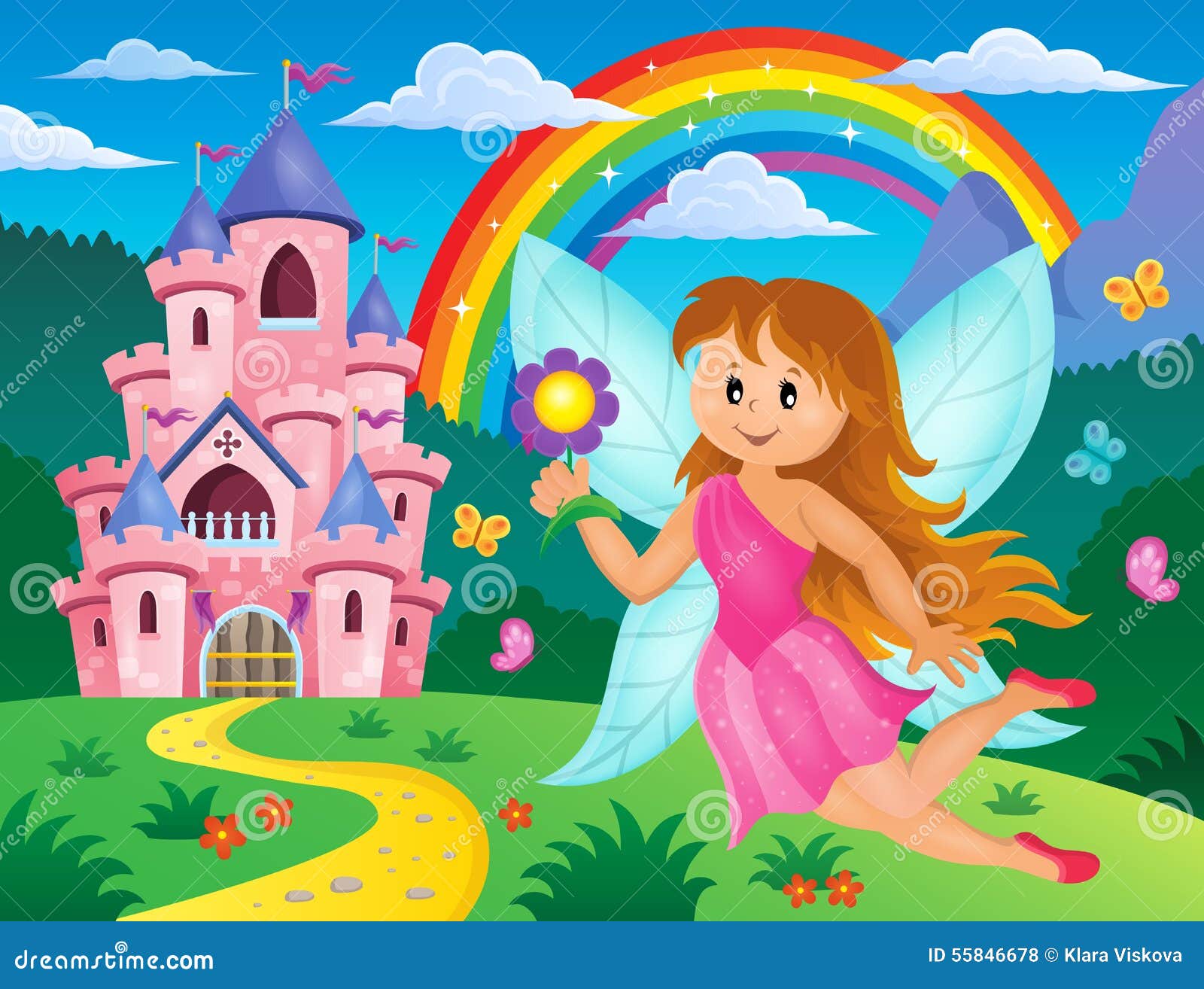 Happy fairy theme image 3 stock vector. Illustration of girl - 55846678
