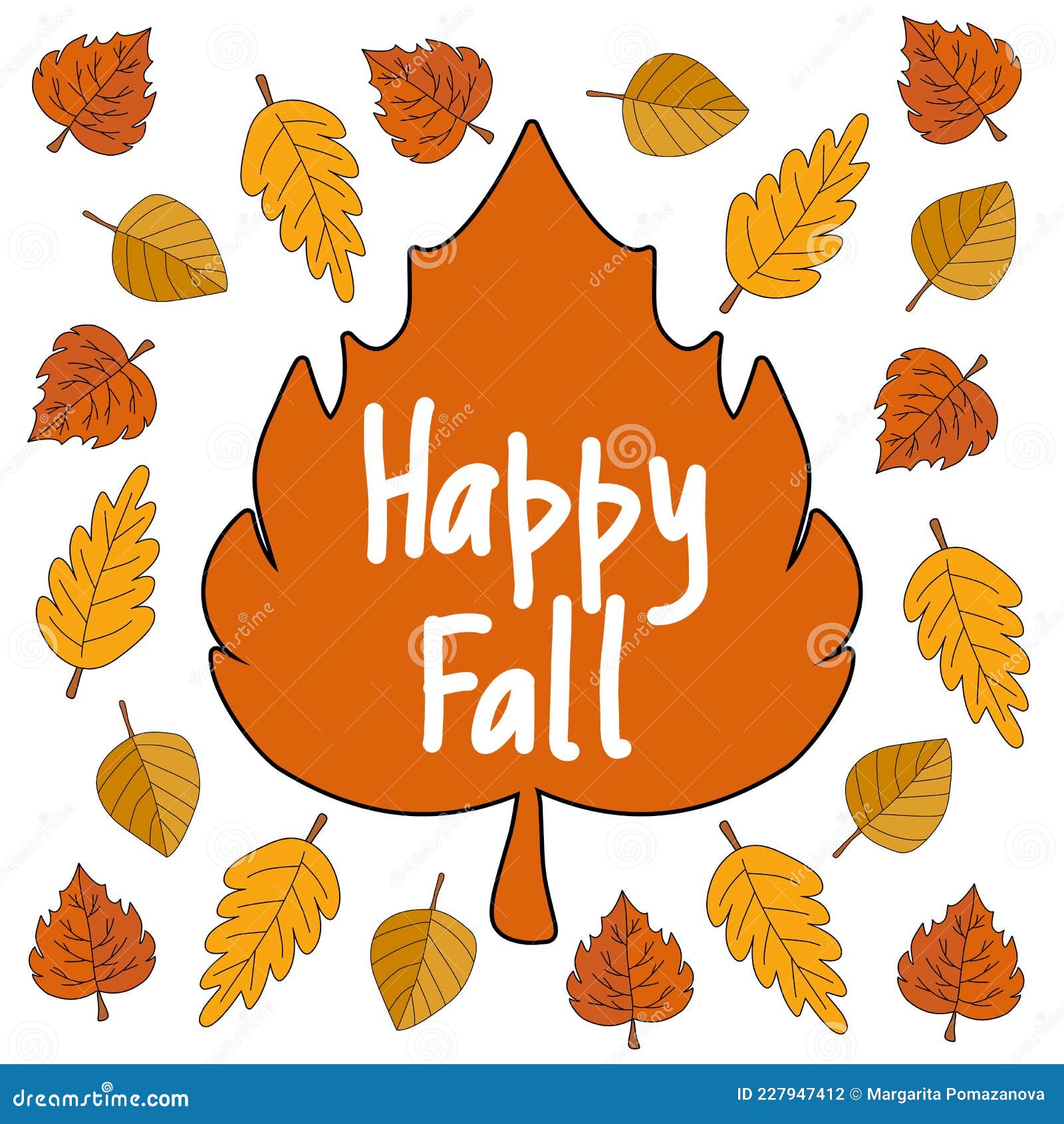 Happy Fall Autumn Leaves Vector Clipart on White Stock Vector ...