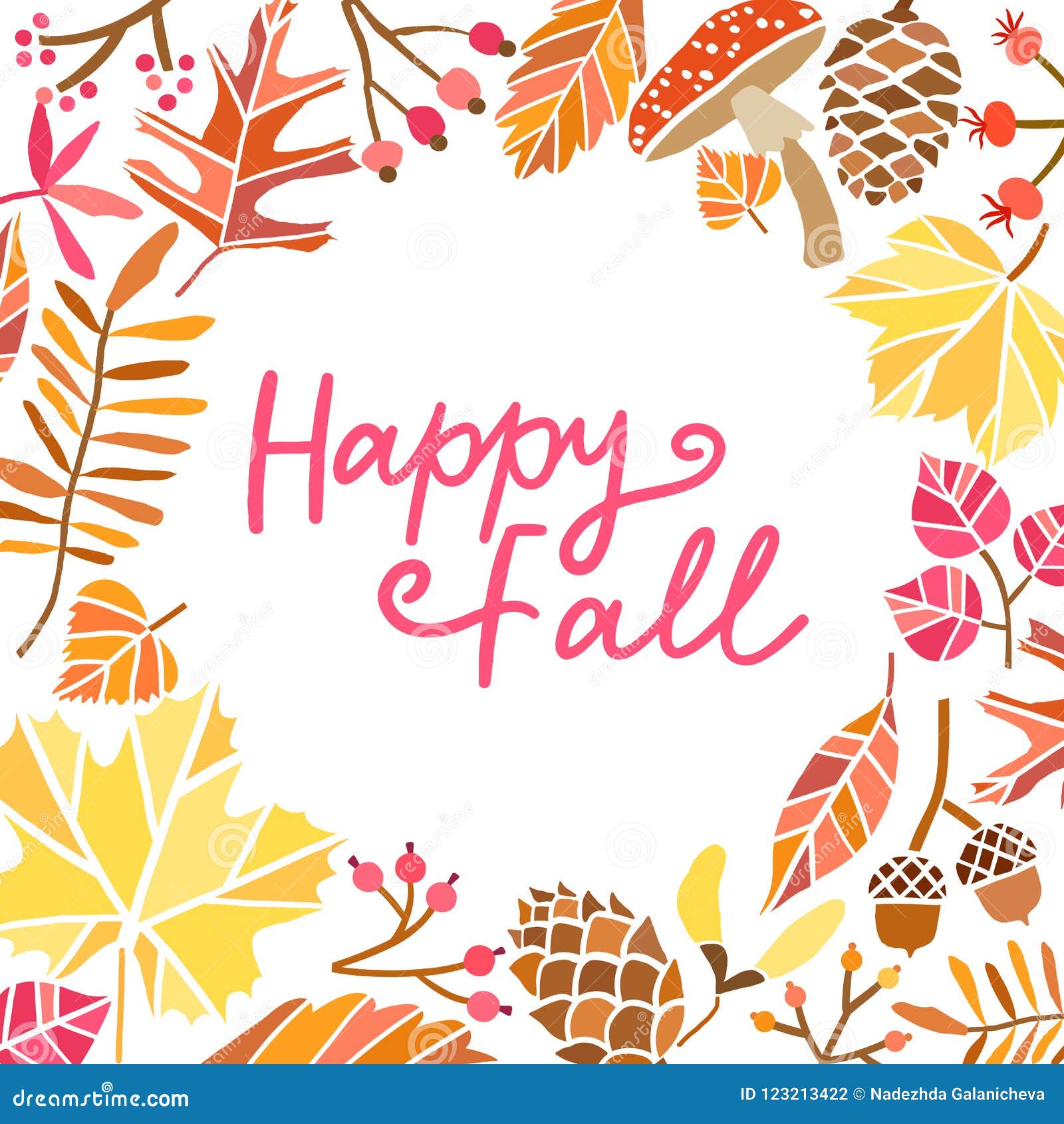 Happy Fall Leaves Vector Background. Autumn Illustration Stock Vector ...