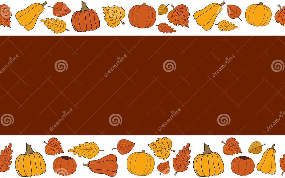 Happy Fall Vector Autumn Seamless Pattern with Red Rectangle Stock ...