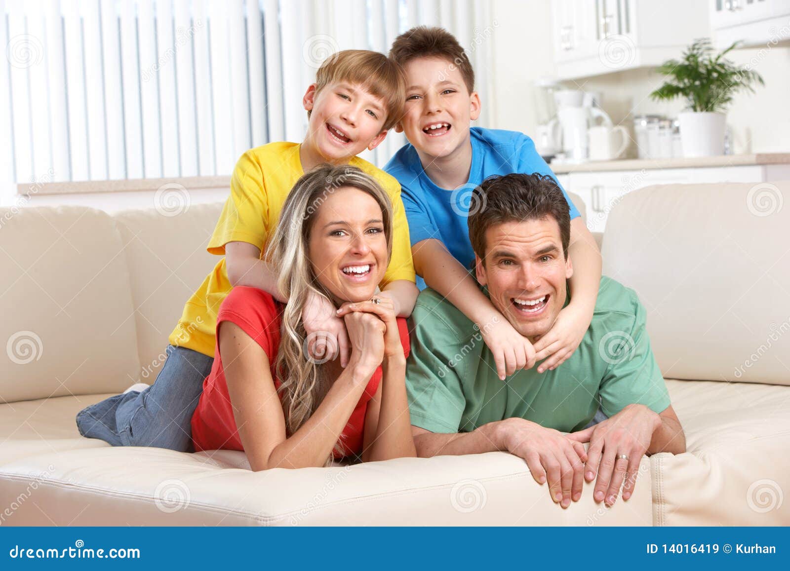 Happy family stock image. Image of child, health, furniture - 14016419