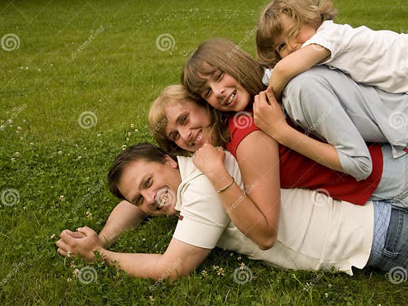 Happy family stock image. Image of relax, four, human - 5418097