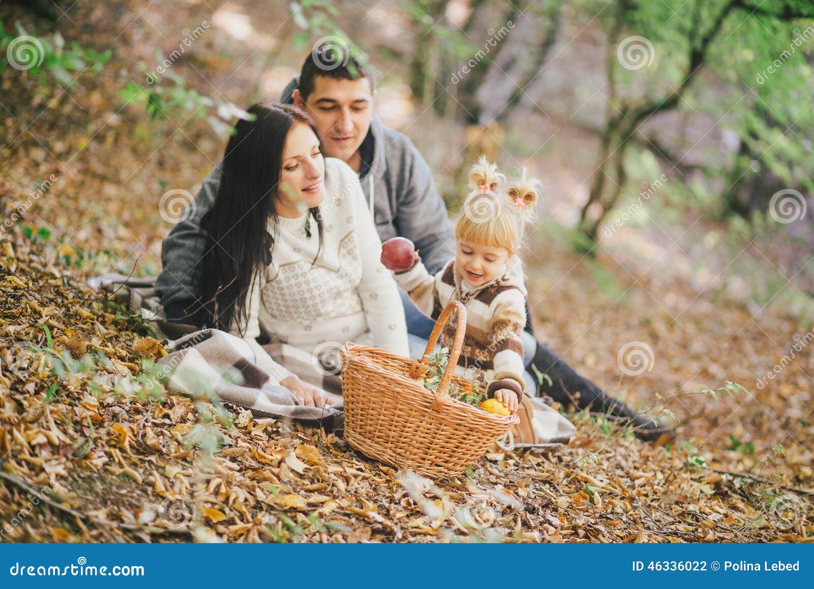 Happy Family in an Autumn Forest Stock Photo - Image of foliage, leaf ...