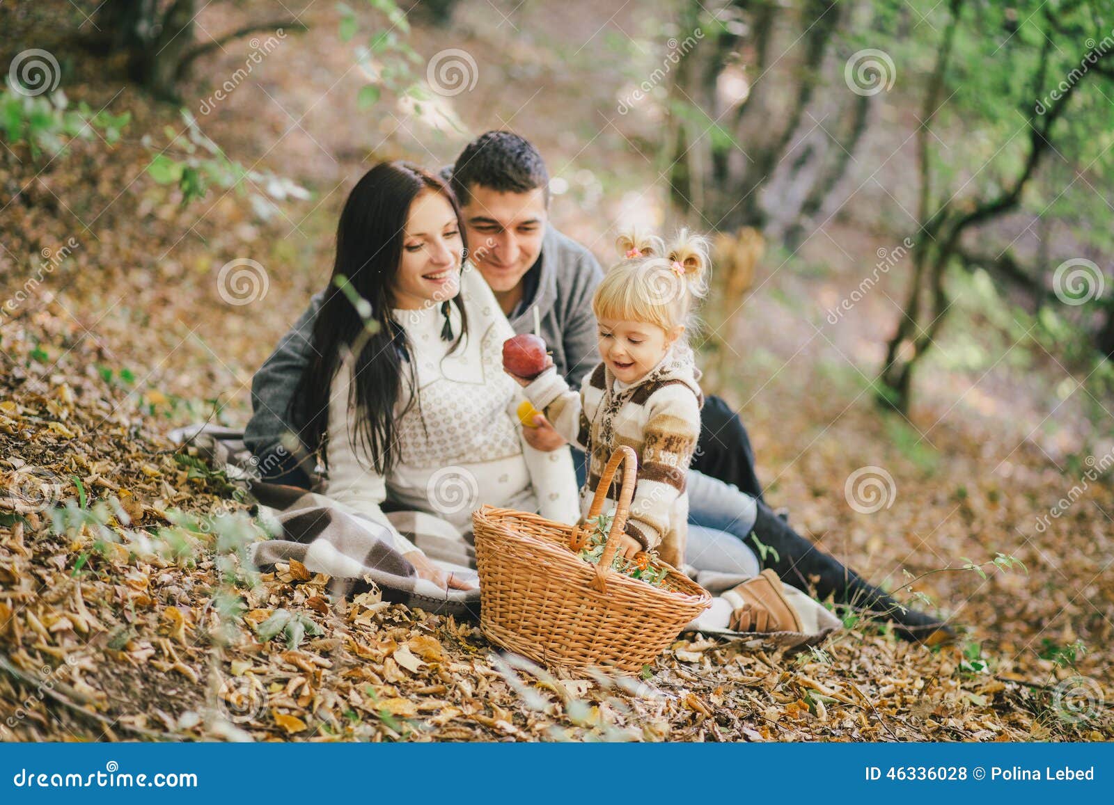 Happy Family in an Autumn Forest Stock Photo - Image of daughter ...