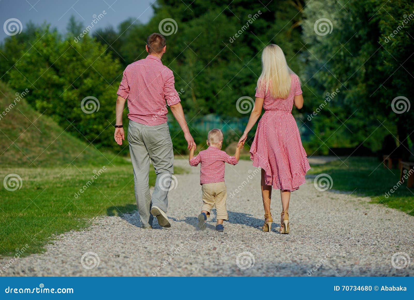 Happy Family from the Back View Stock Photo - Image of happy, love ...