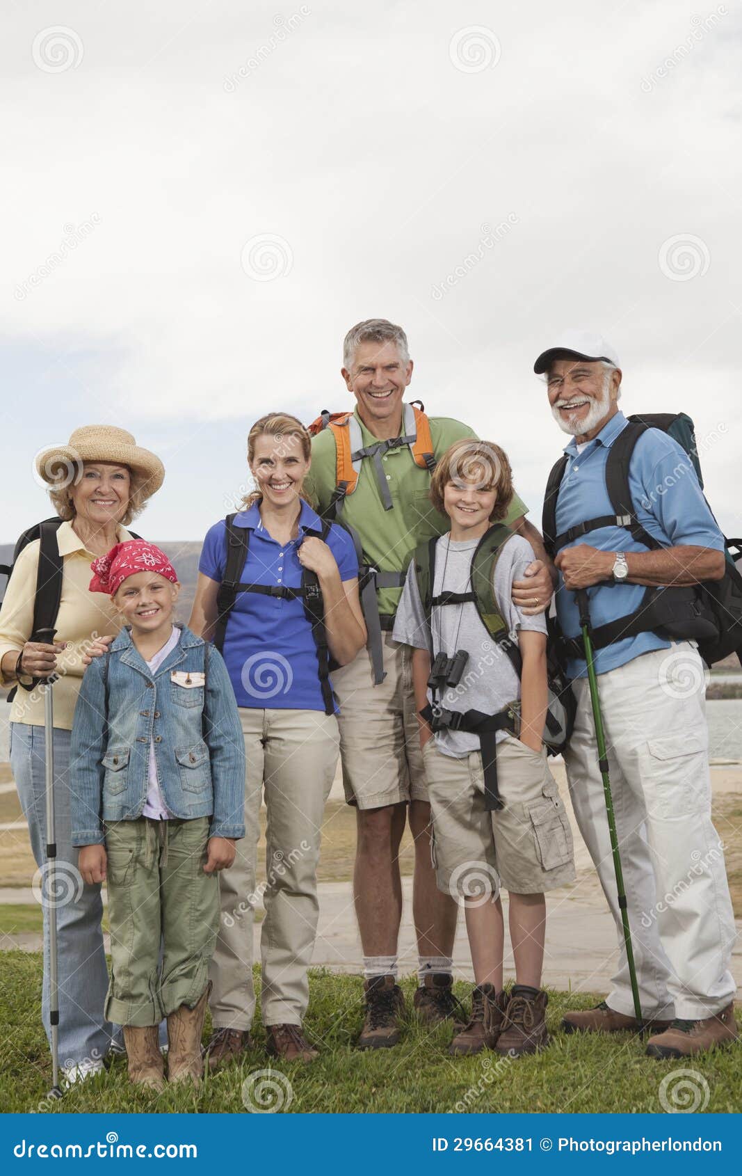 Happy Family with Backpacks Stock Image - Image of adult, children ...