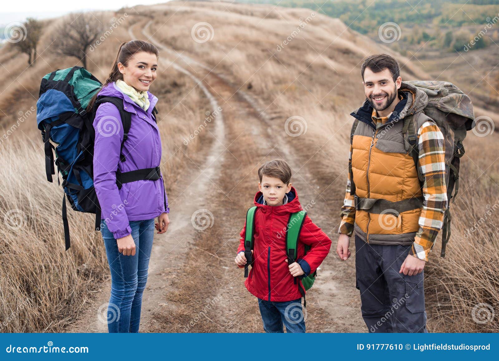 Happy Family with Backpacks Stock Photo - Image of caucasian, family ...