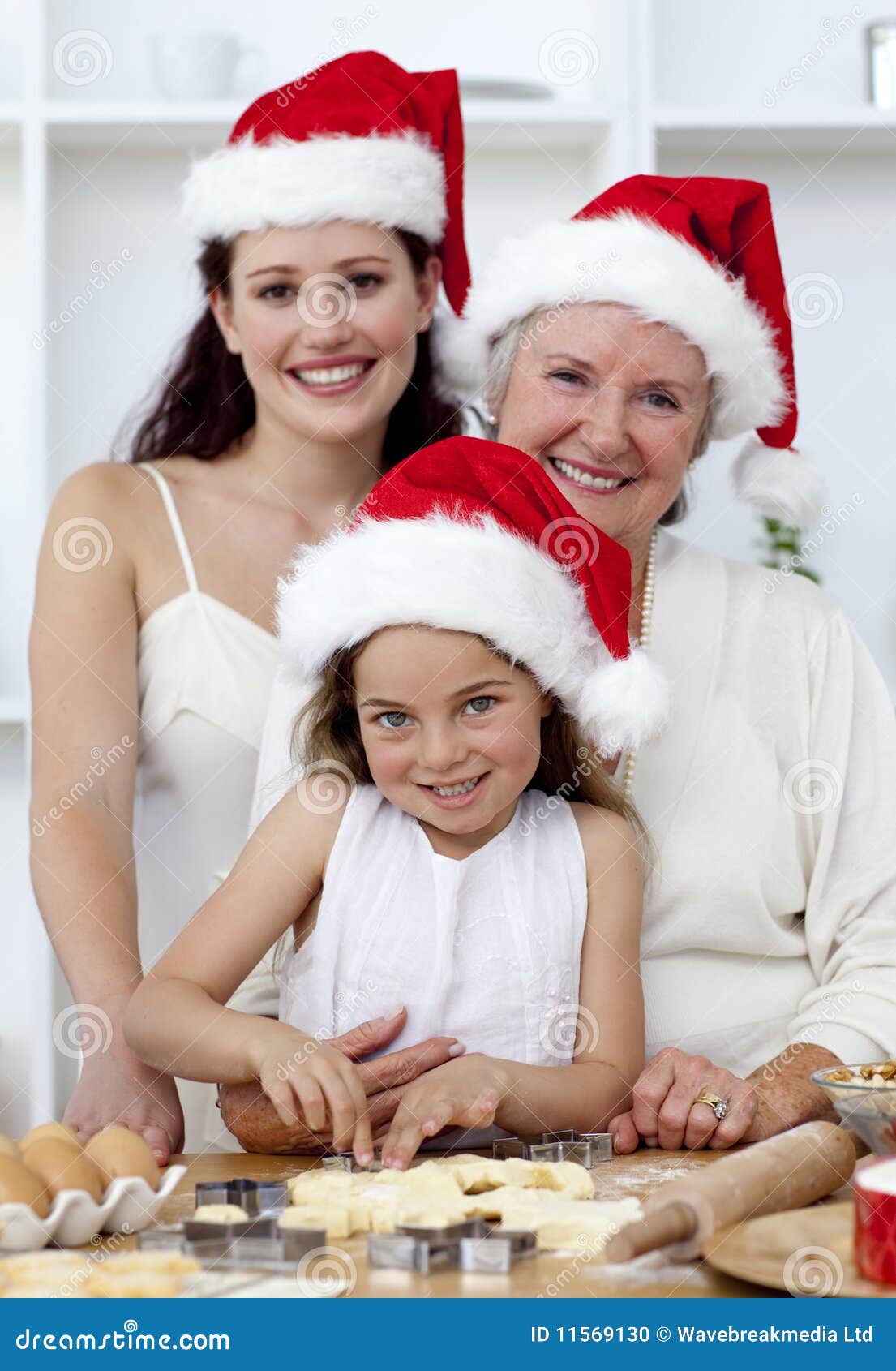 Happy Family Baking Christmas Cakes Stock Photo - Image of helping ...